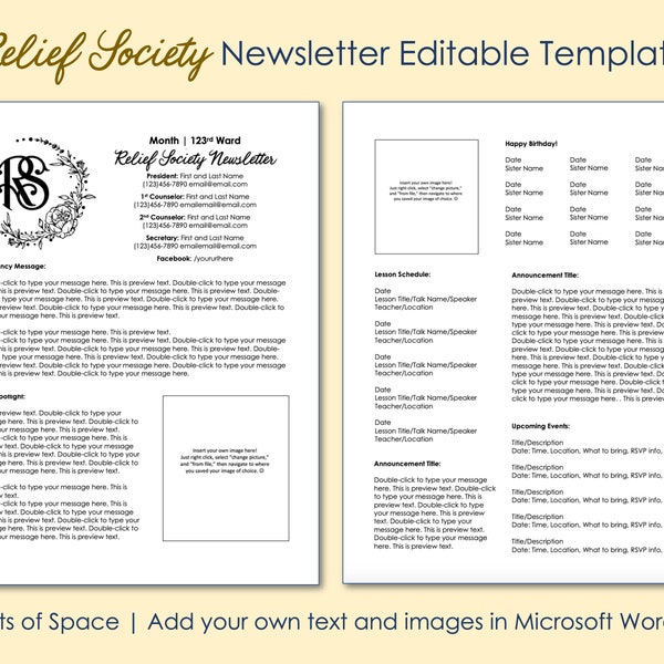 Relief Society Newsletter Template - Etsy