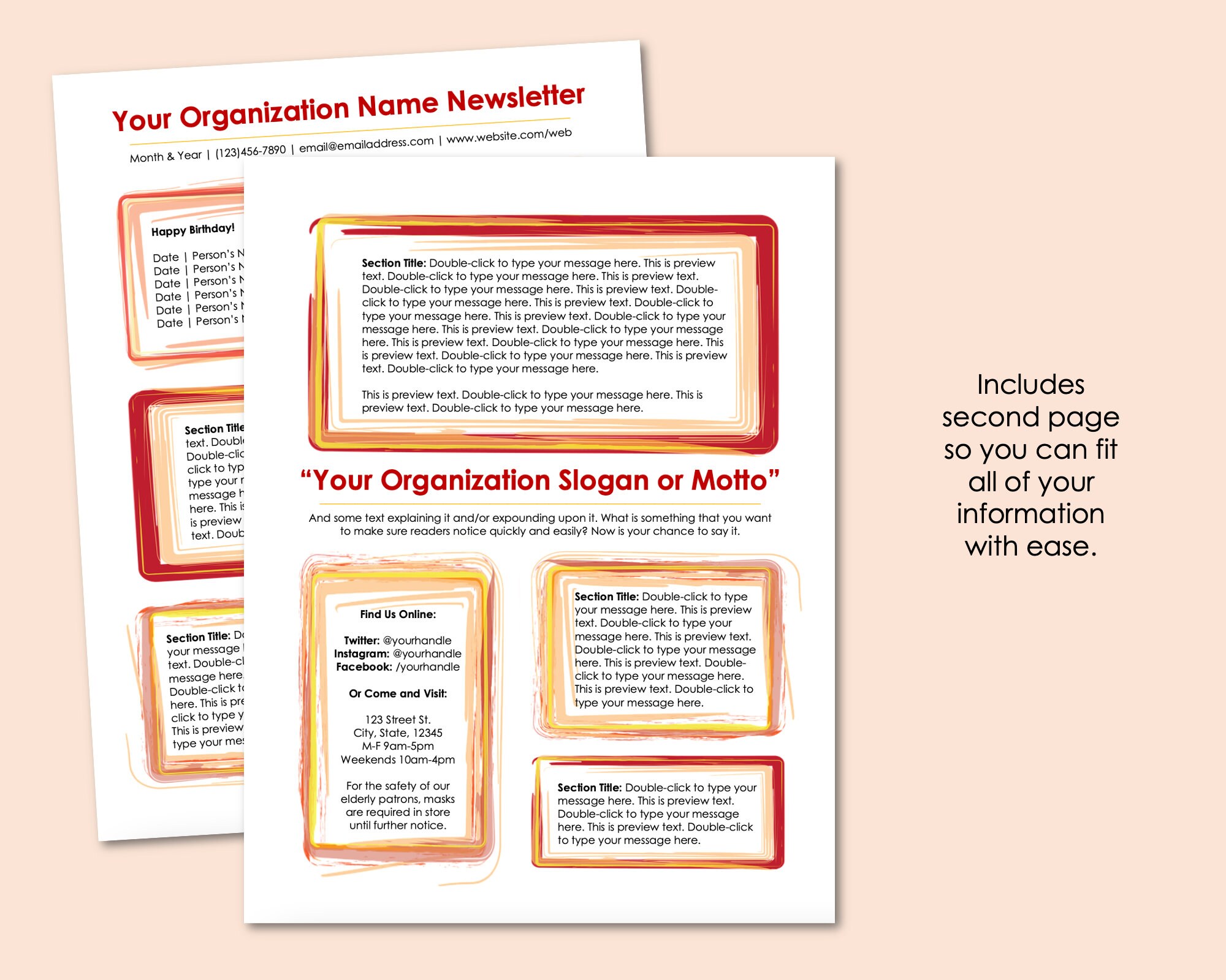 Editable Newsletter Template - Microsoft Word - Instant Download ...