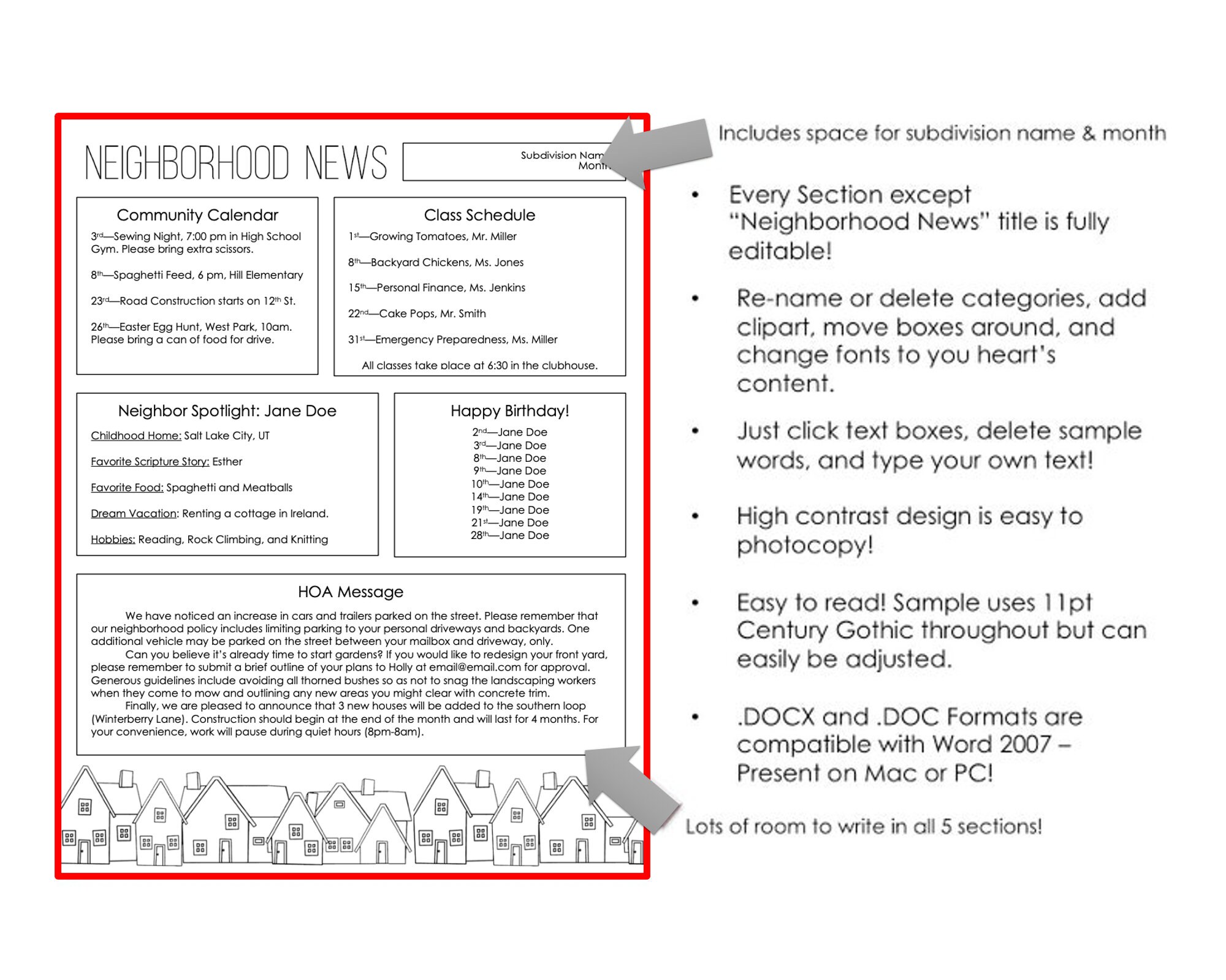 2 Page Newsletter Template for Microsoft Word - Neighborhood ...