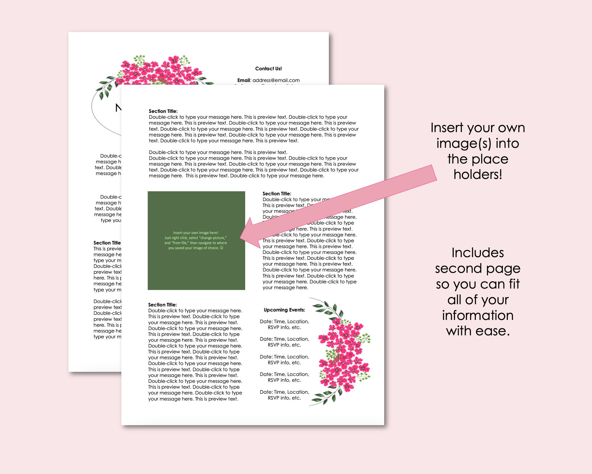 Editable Newsletter Template for Microsoft Word - Instant Download ...