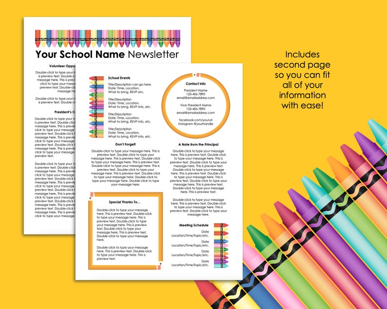 Editable School Newsletter Template - Microsoft Word - Instant Download ...