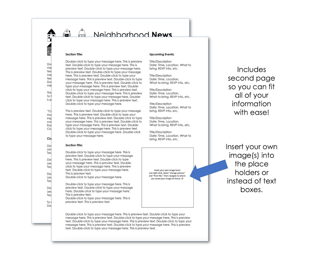Editable HOA Newsletter Template for Microsoft Word - Instant Download ...