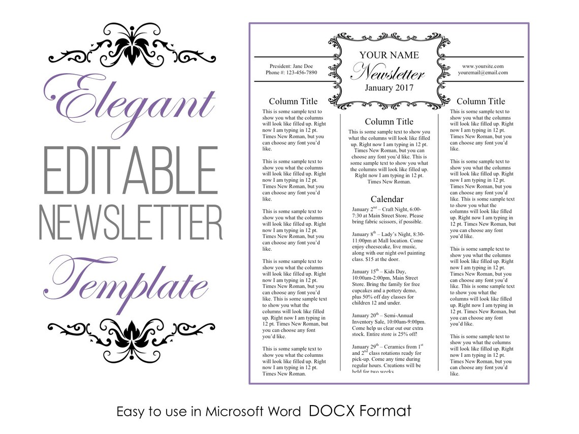 newsletter-template-for-microsoft-word-elegant-editable-etsy