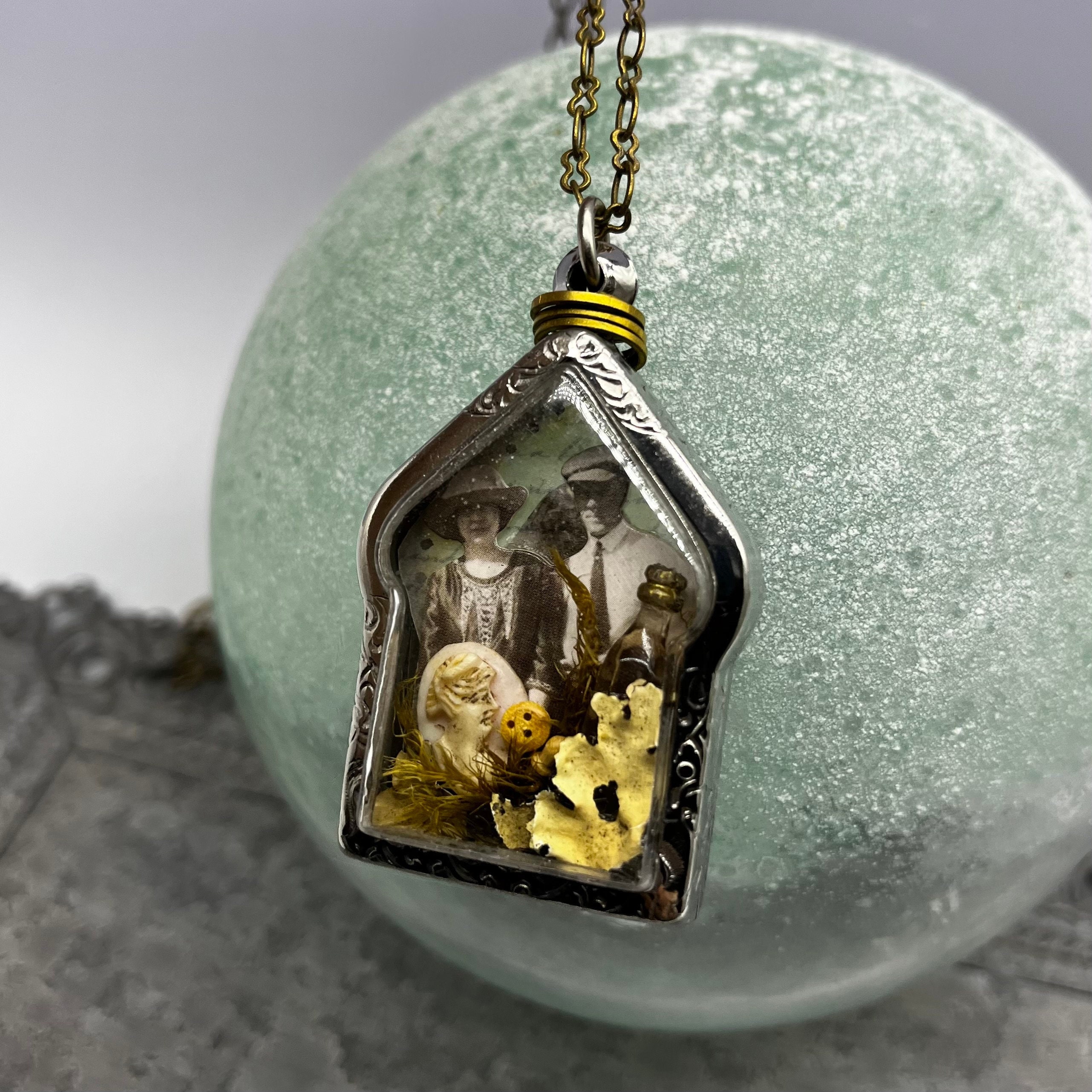 Diorama Necklace With Butterfly Wing and Spiderweb Lace Wearable Museum ...