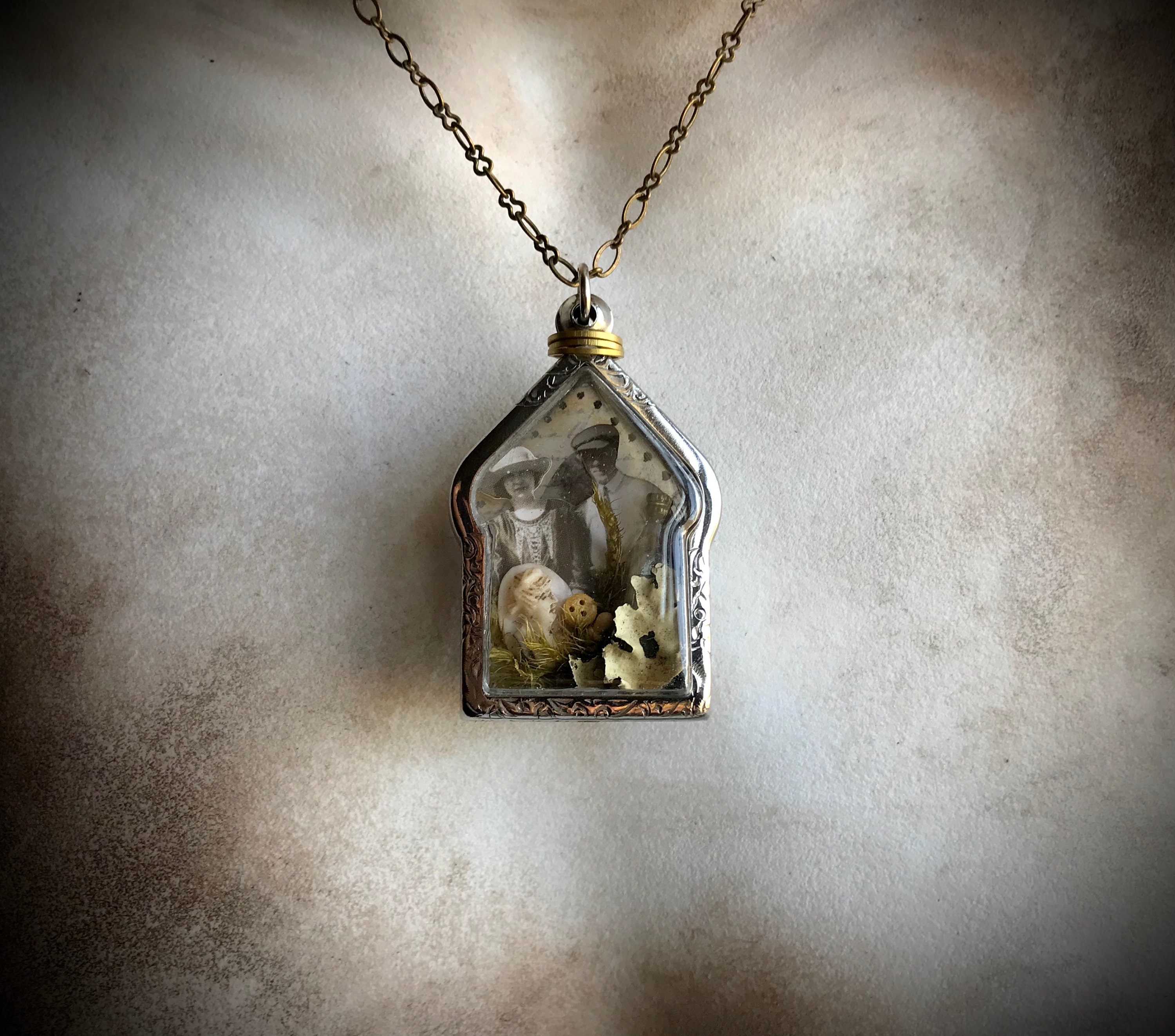 Diorama Necklace With Butterfly Wing and Spiderweb Lace Wearable Museum ...