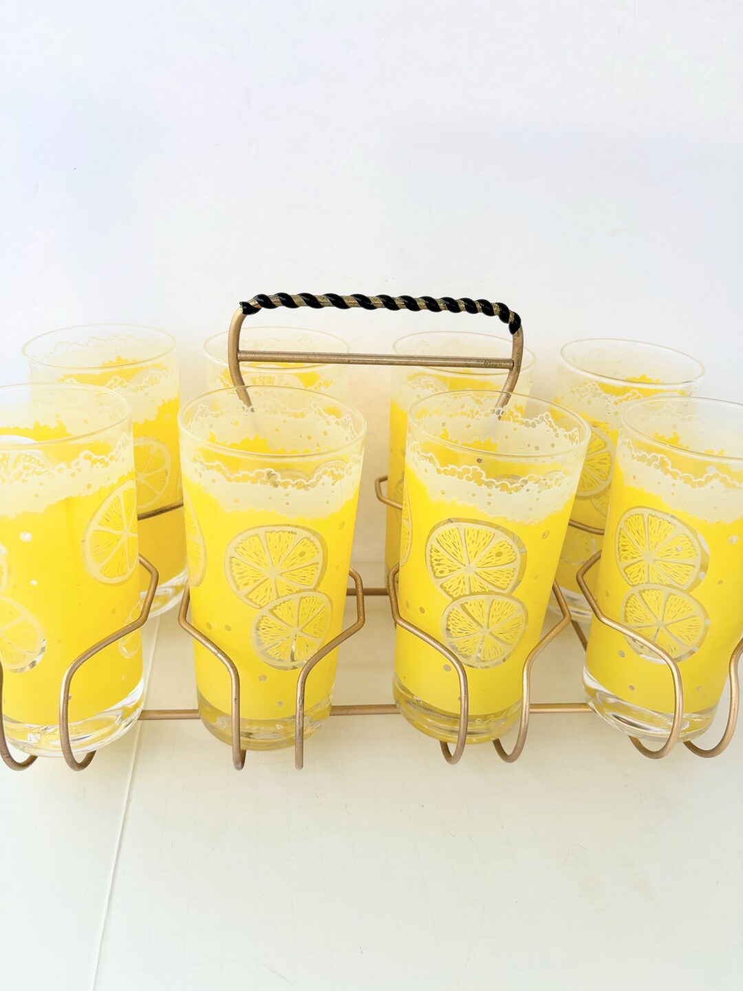 Fred Press Glasses With Carrier Mid Century Modern Lemonade Glass Set ...