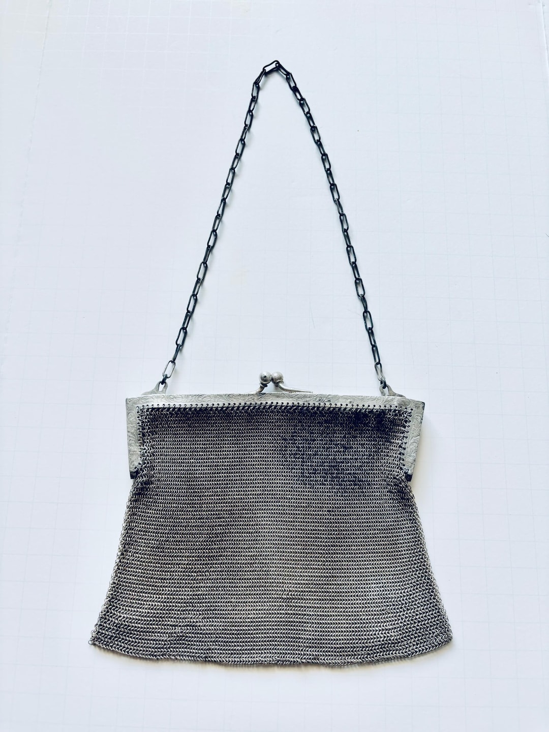 Antique Silver Mesh Purse Art Deco - Etsy