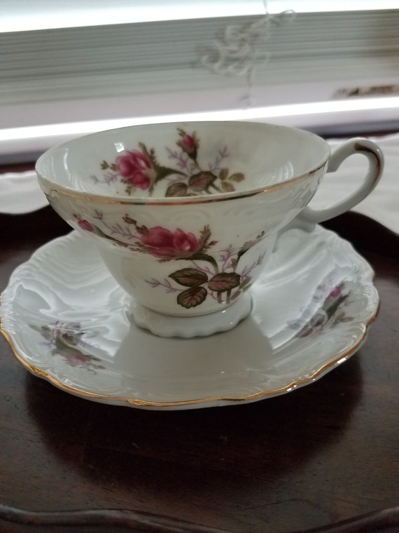Moss Rose Teacup and Saucer Set Made Injapan Collectible Moss - Etsy