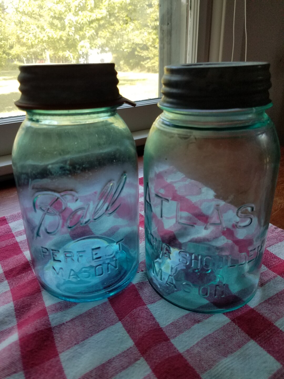 Mason Jars Blue Kitchen Decor Vintage Mason Ball Jar Zinc Lid Storage ...
