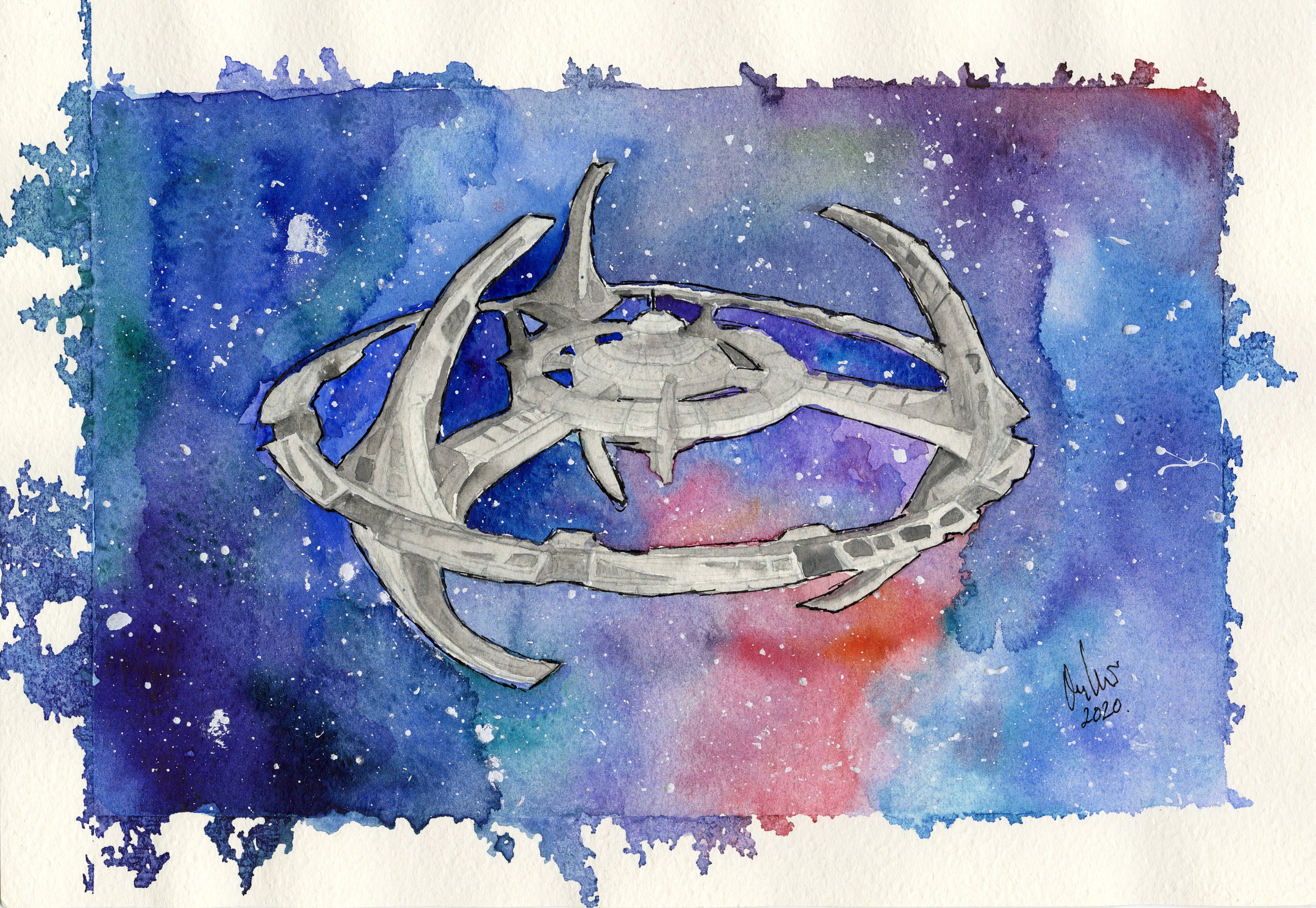 Deep Space Nine Ds9 Watercolor Screenprint - Etsy