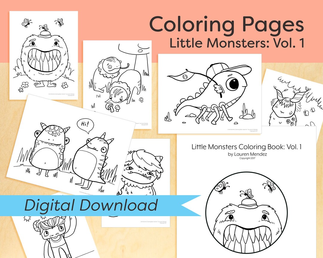 DIGITAL DOWNLOAD: Monsters Coloring Book, Coloring Pages, Printables ...