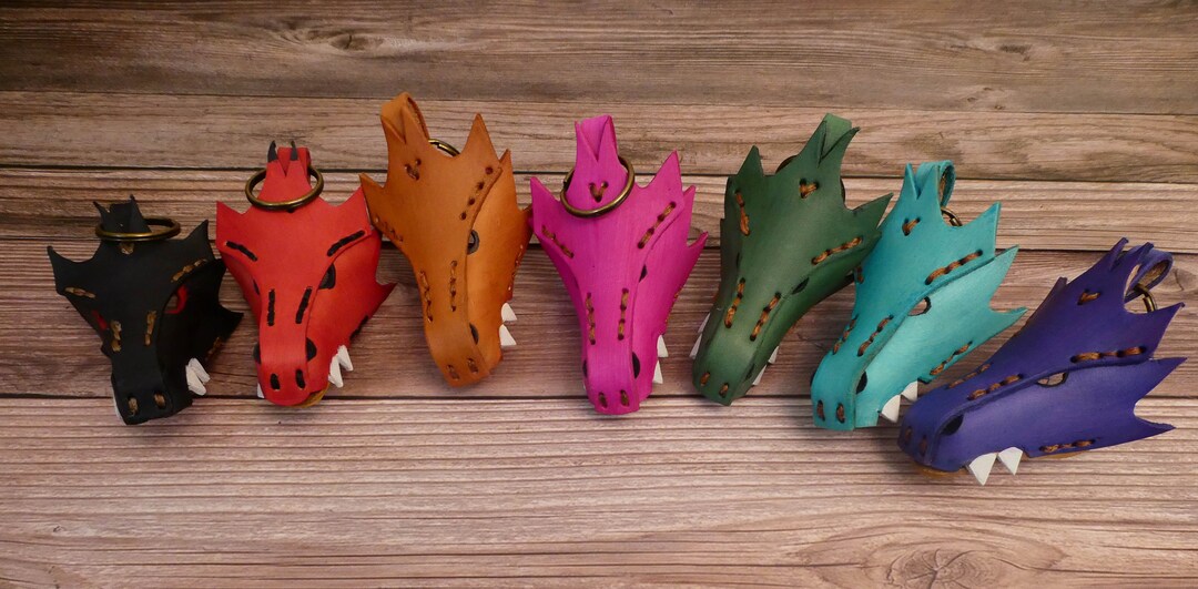 Dragon Head Key Fob, Leather Dragon Key Chain, Leather Dragon Head - Etsy