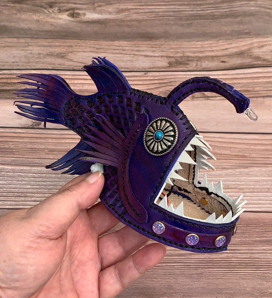 Angler Fish Phone Holder, Fish Business Card Holder, Lighted Fish Phone ...