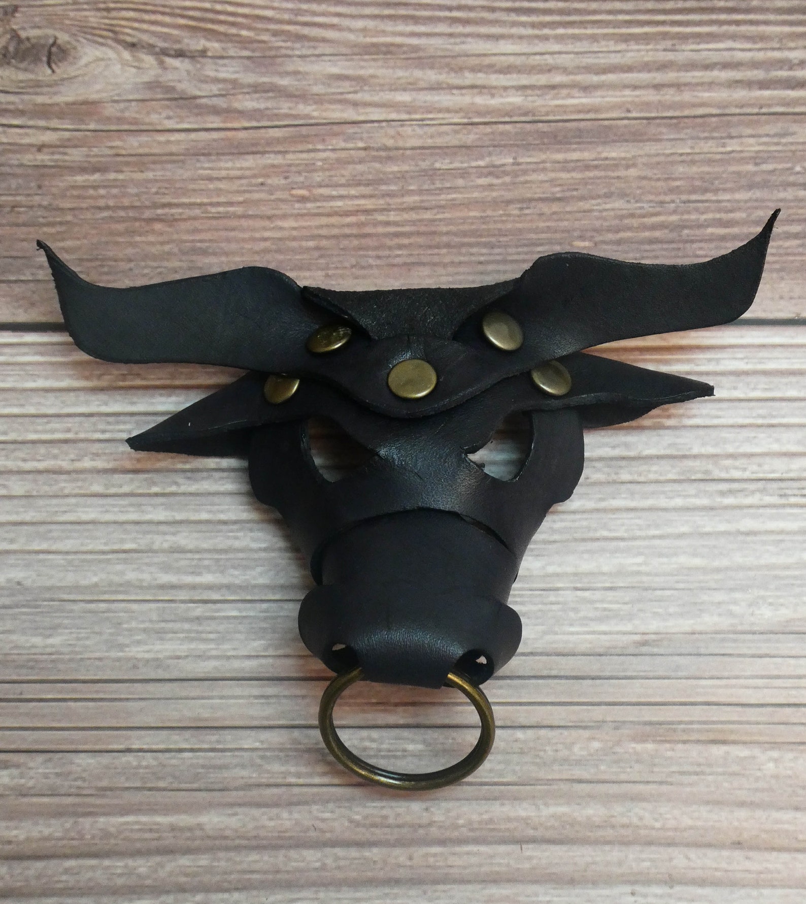 Bull Head Key Fobs, Leather Bull Keychain - Etsy