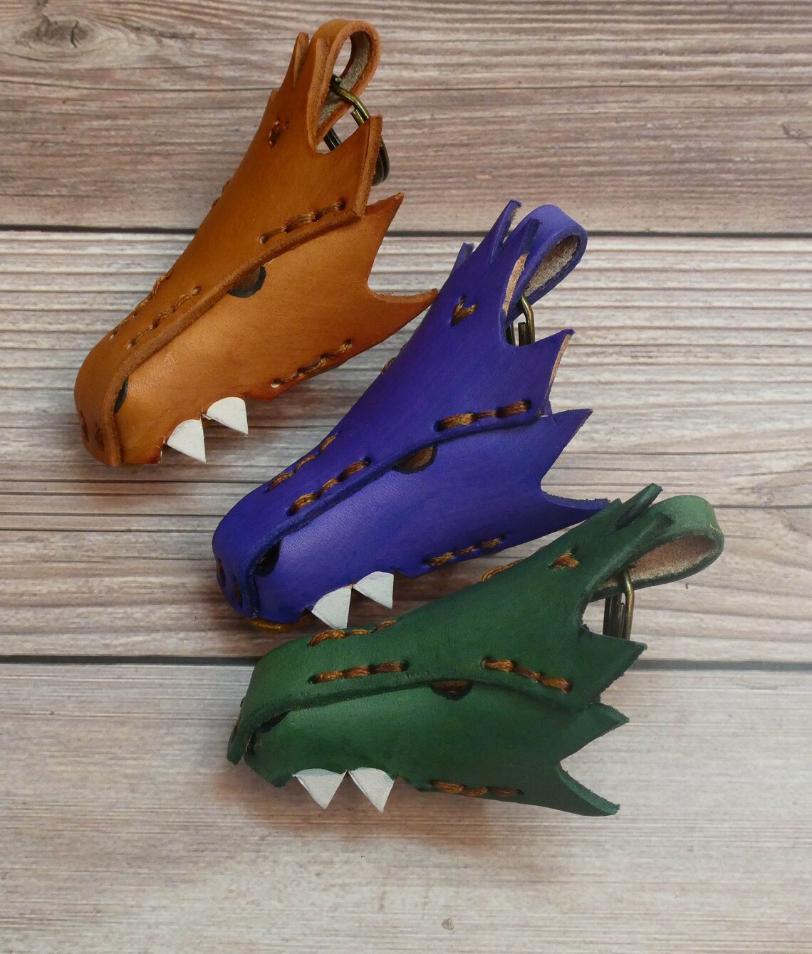 Dragon Head Key Fob Leather Dragon Key Chain leather dragon | Etsy