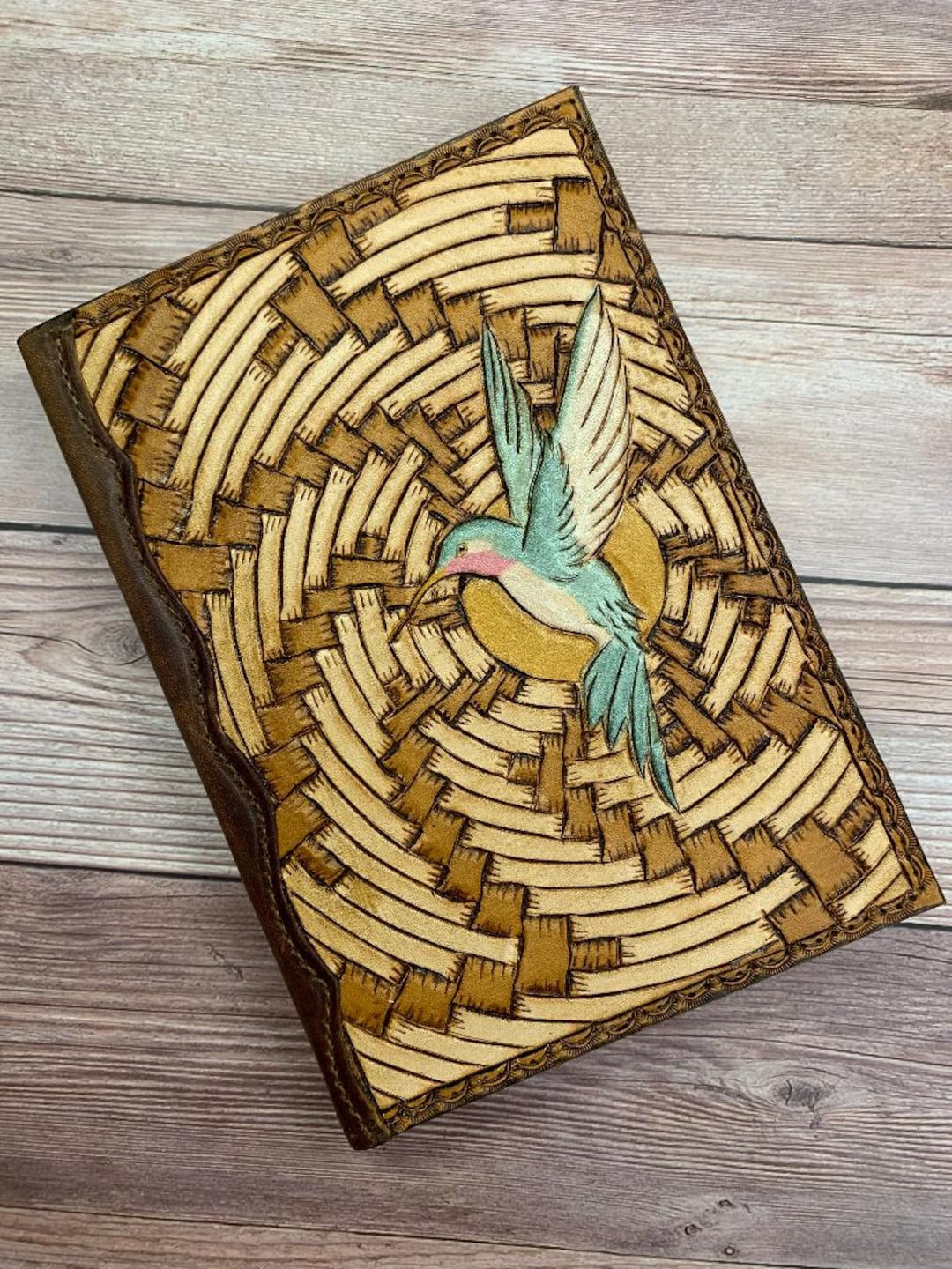 Hummingbird Leather Journal, Skeuomorphic Carving, Hummingbird Journal ...
