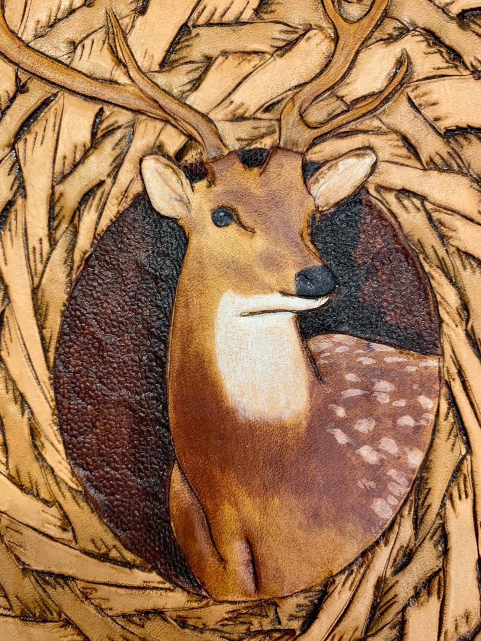 Axis Deer Leather Journal, Skeuomorphic Carving, Deer Journal - Etsy