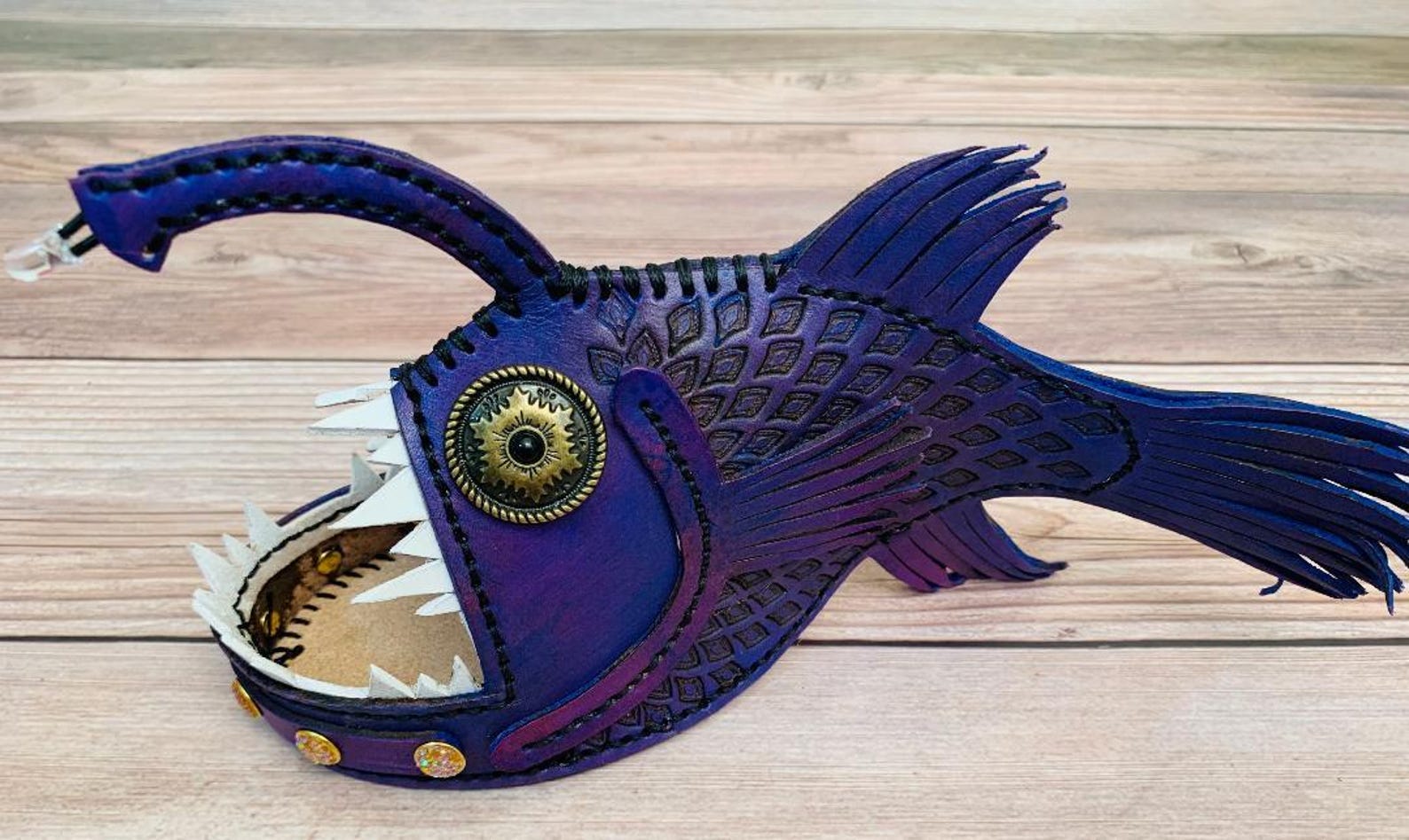 Angler Fish Phone Holder, Fish Business Card Holder, Lighted Fish Phone ...