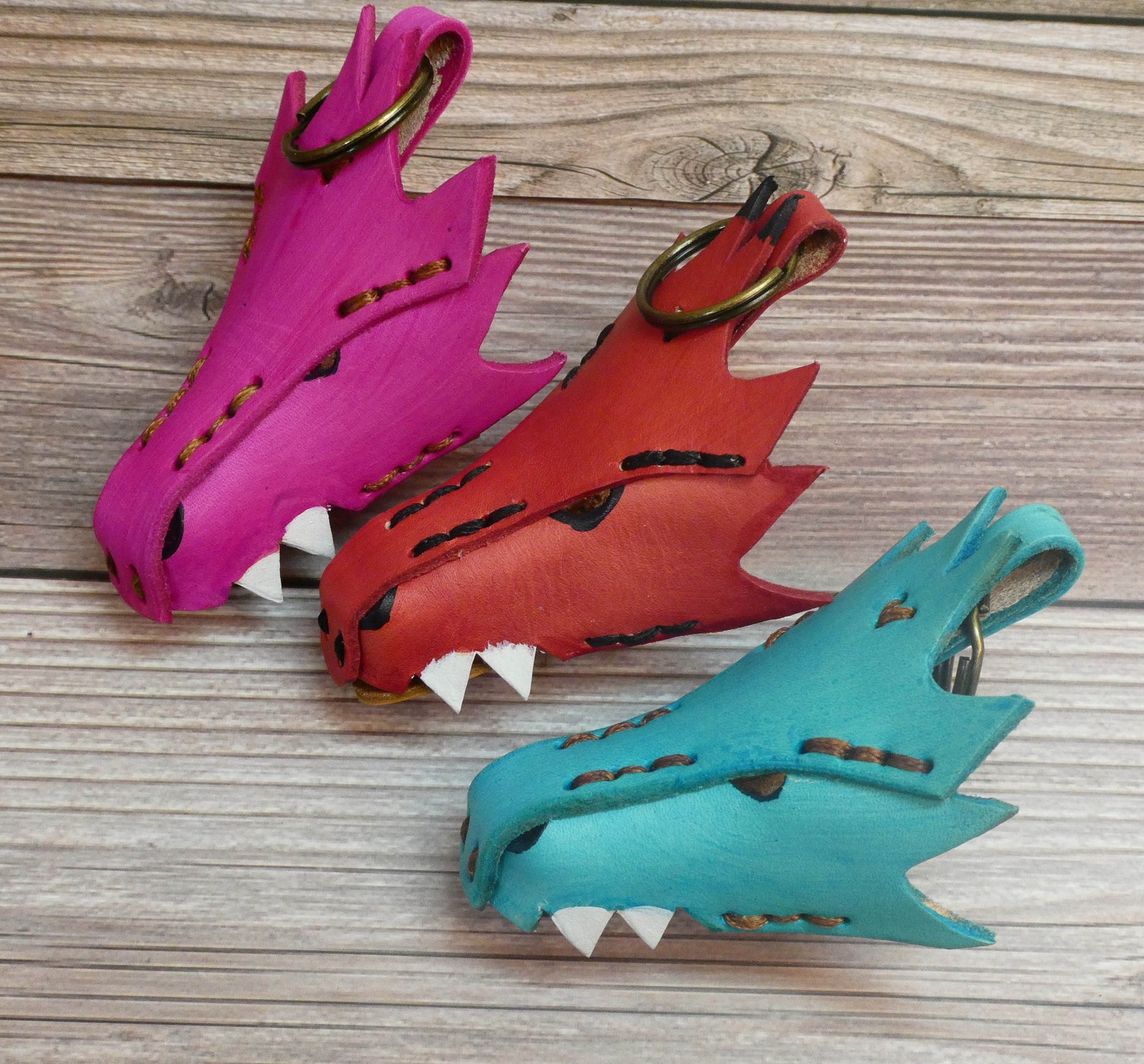 Dragon Head Key Fob Leather Dragon Key Chain Leather Dragon - Etsy