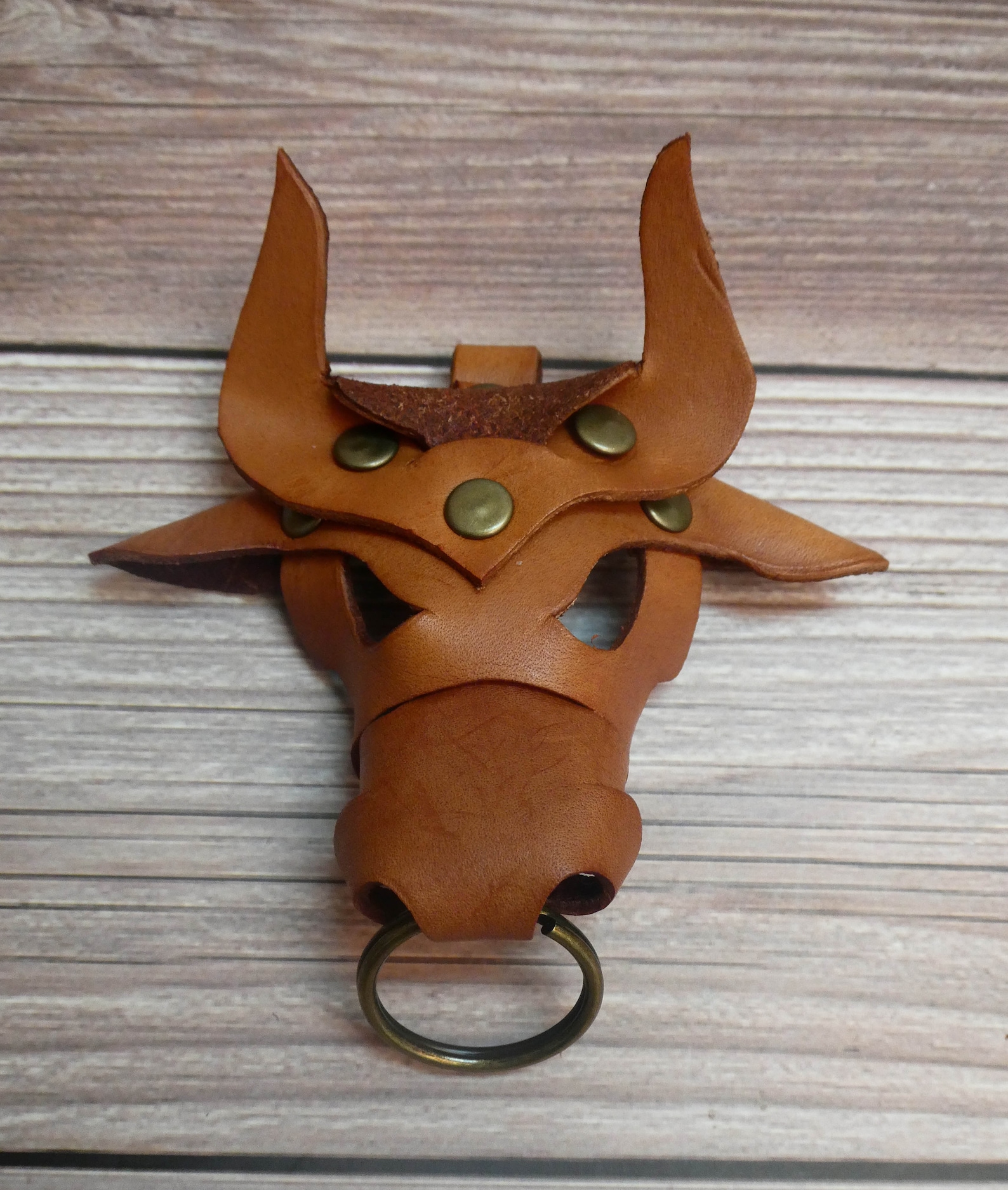 Bull Head Key Fobs, Leather Bull Keychain - Etsy