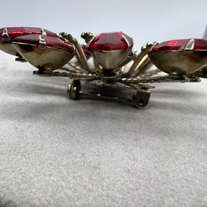 Vintage Red Ruby Pronged Rhinestone Floral Brooch - Etsy