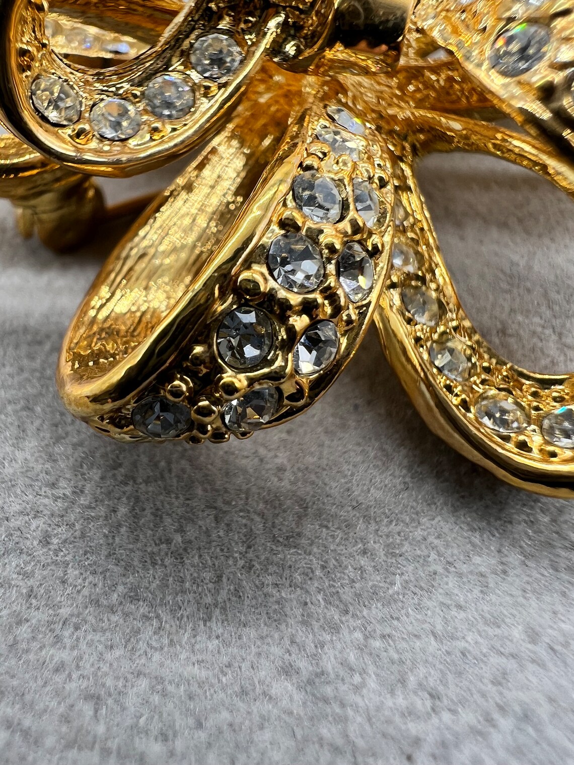 Signed Roman Gold and Rhinestone Ribbon Bow Brooch - Etsy