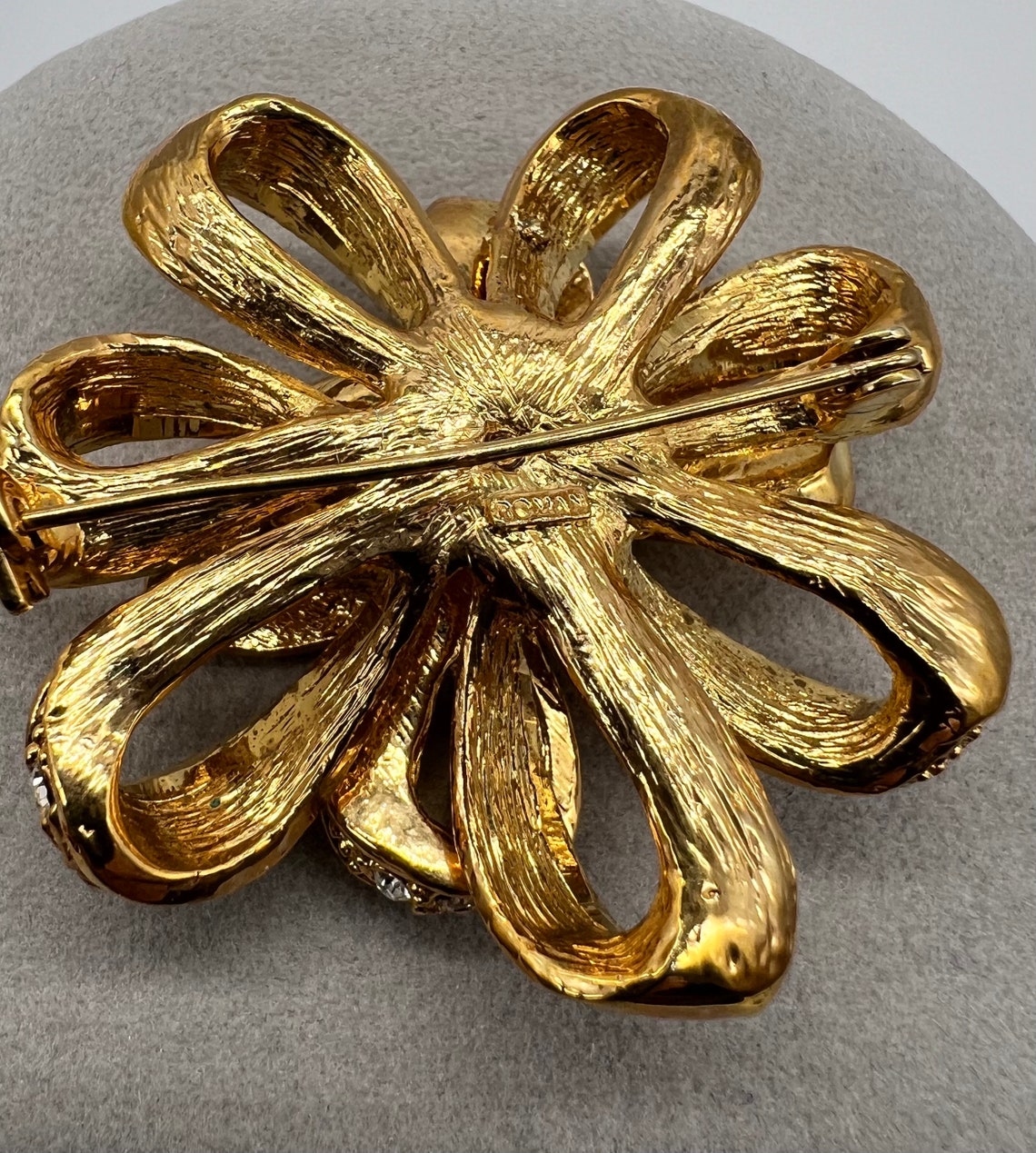 Signed Roman Gold and Rhinestone Ribbon Bow Brooch - Etsy