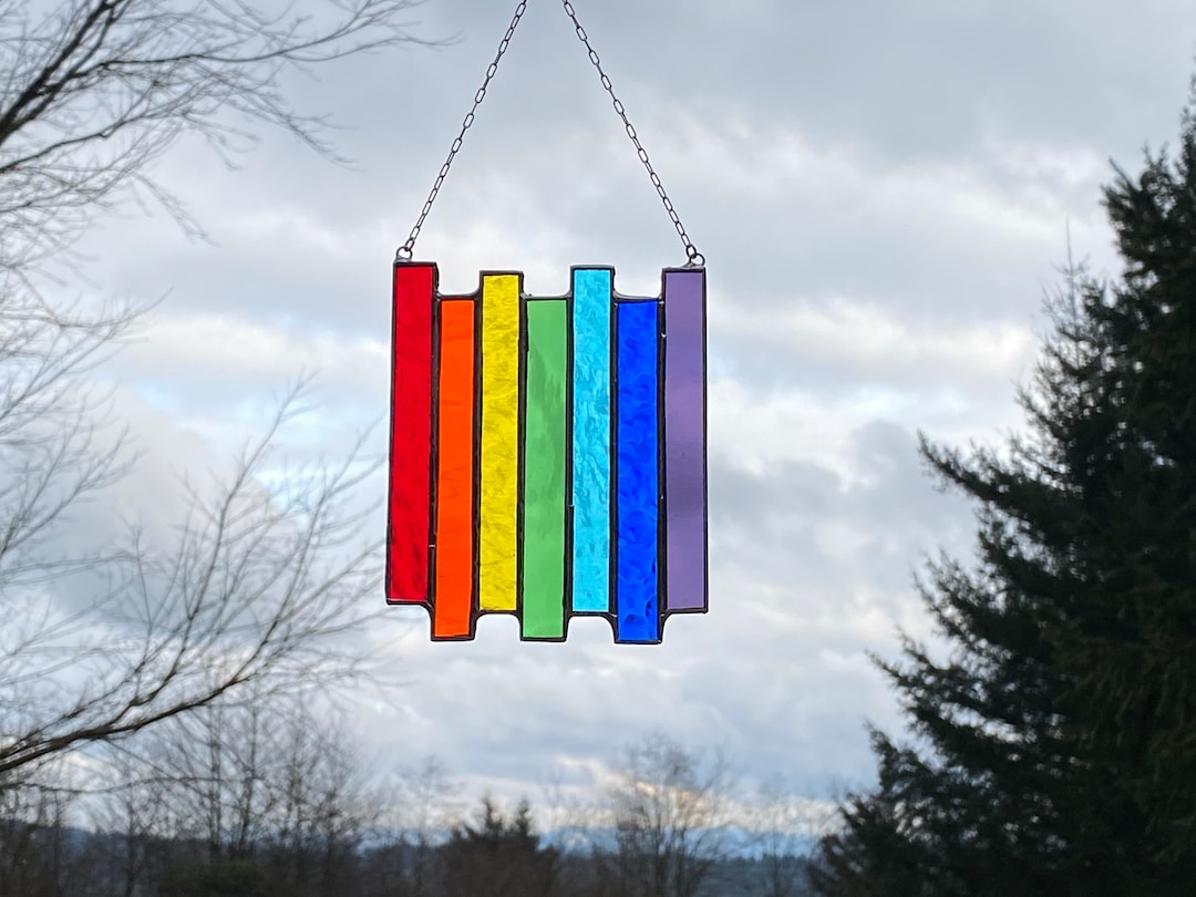 Rainbow Stripe • Small Suncatcher - Etsy