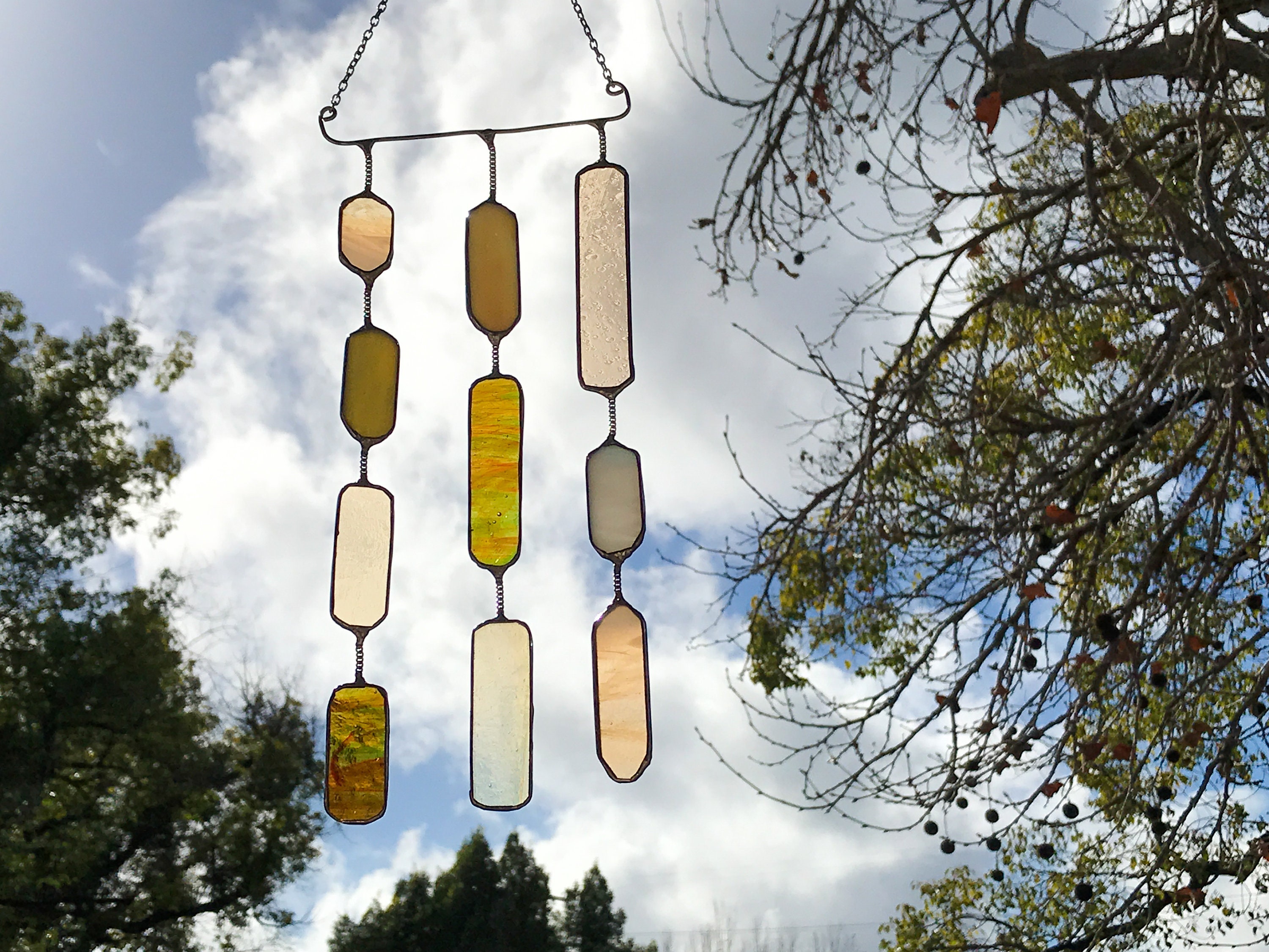 3 String Glass Rectangle • Mobile • Suncatcher • Wall Hanging