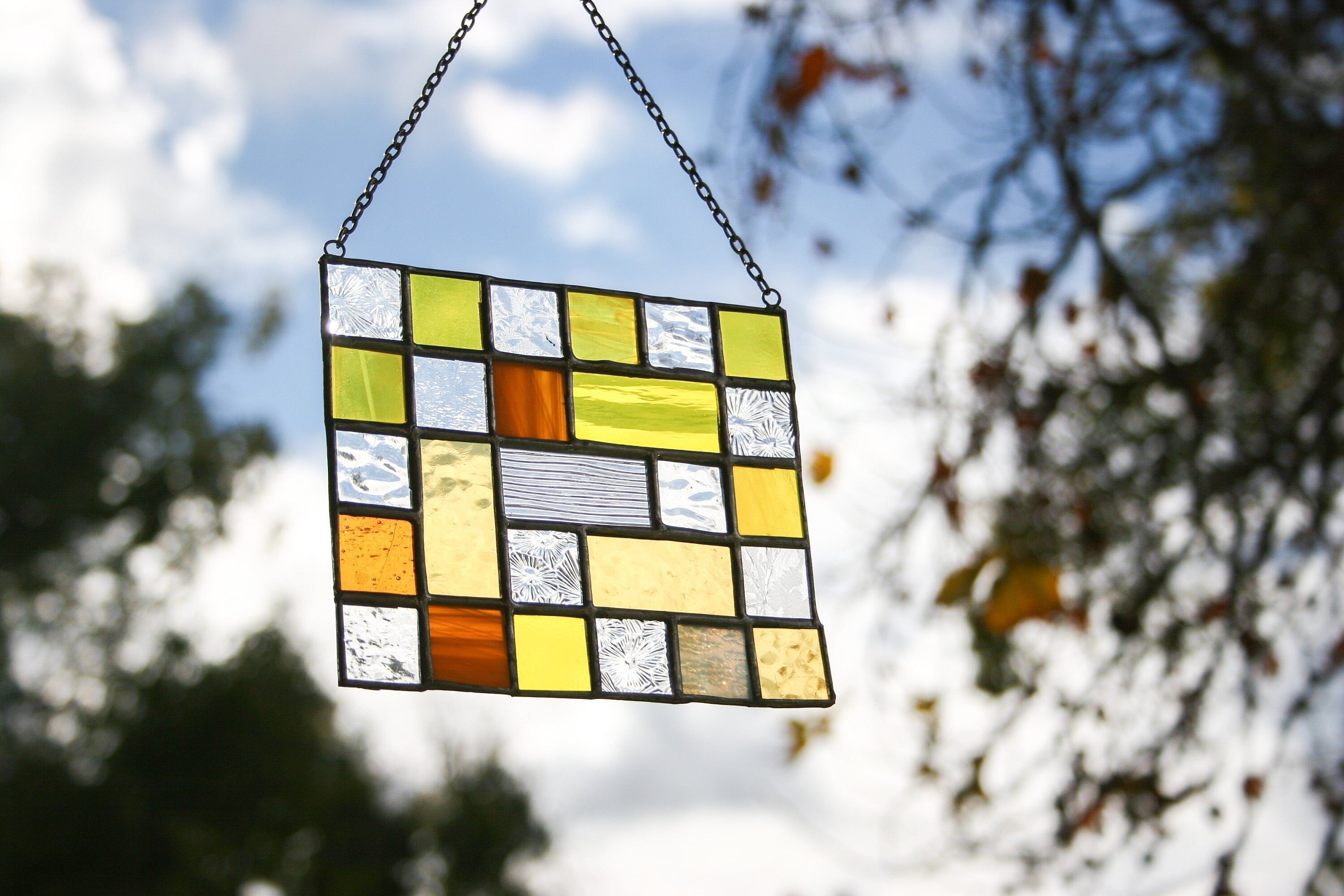 Stacked Square Stained Glass • Suncatcher • Panel