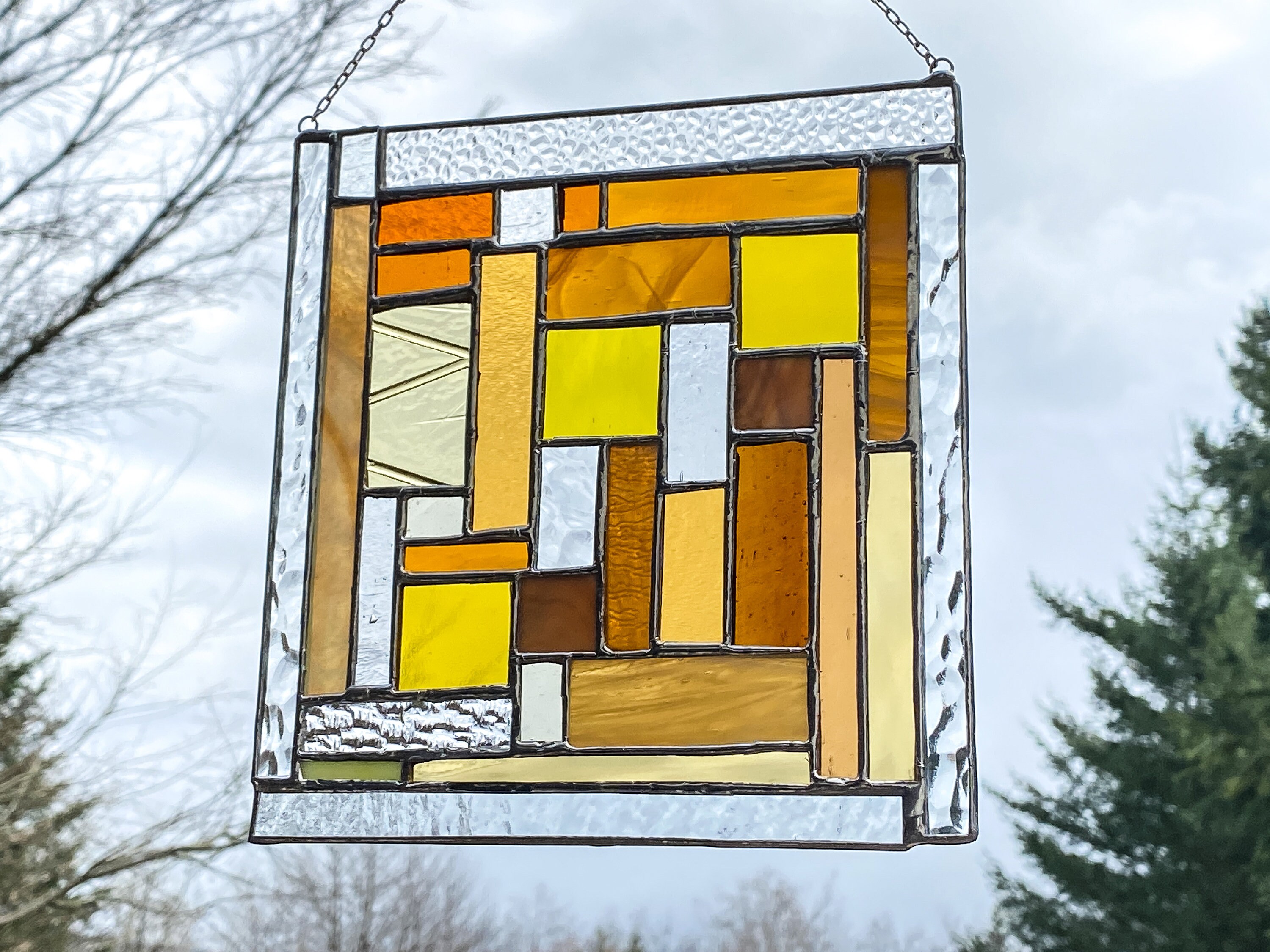 Geometric Stained Glass Panel