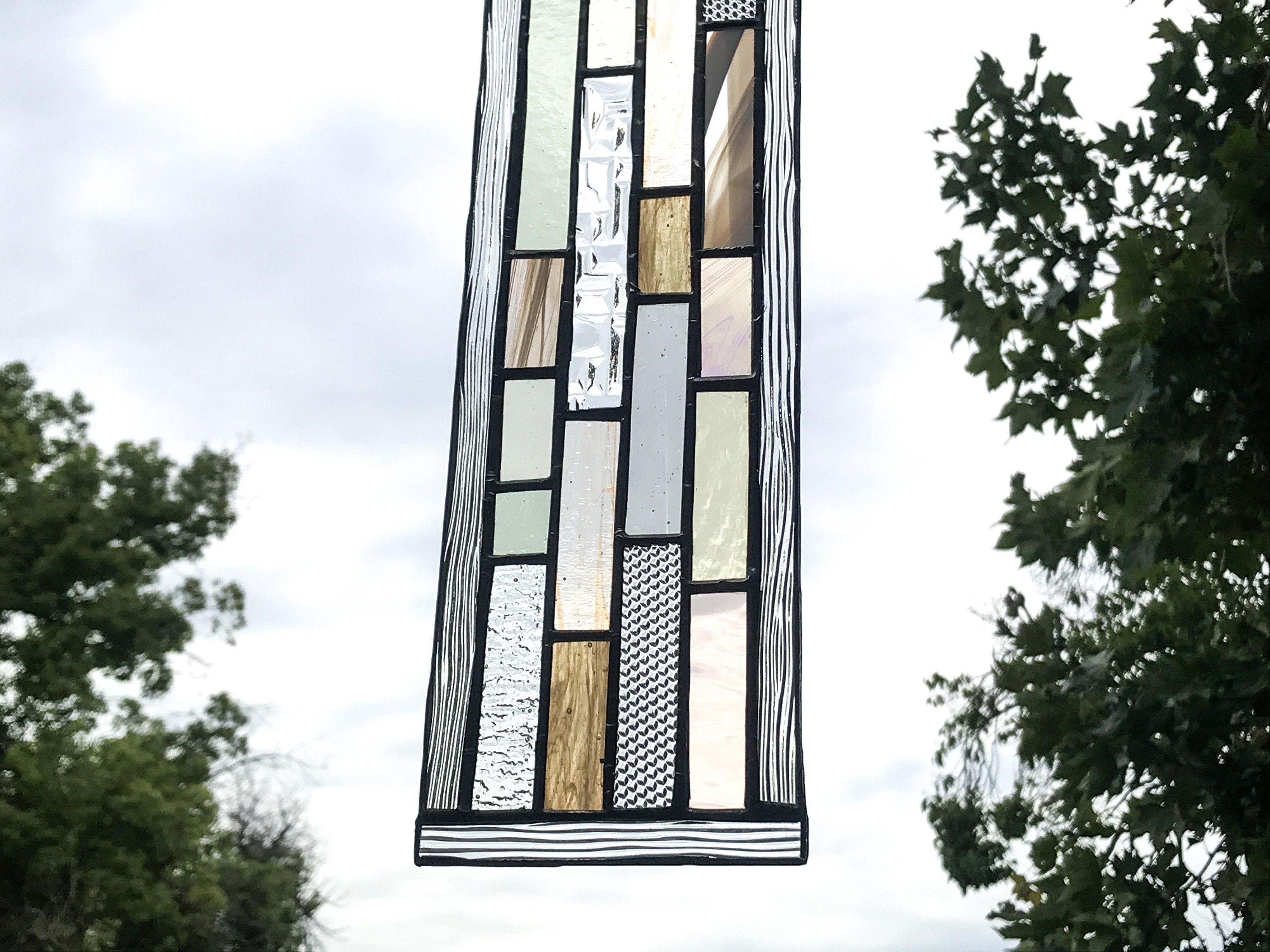 Pastel Hued Vertical Stained Glass Panel • Suncatcher