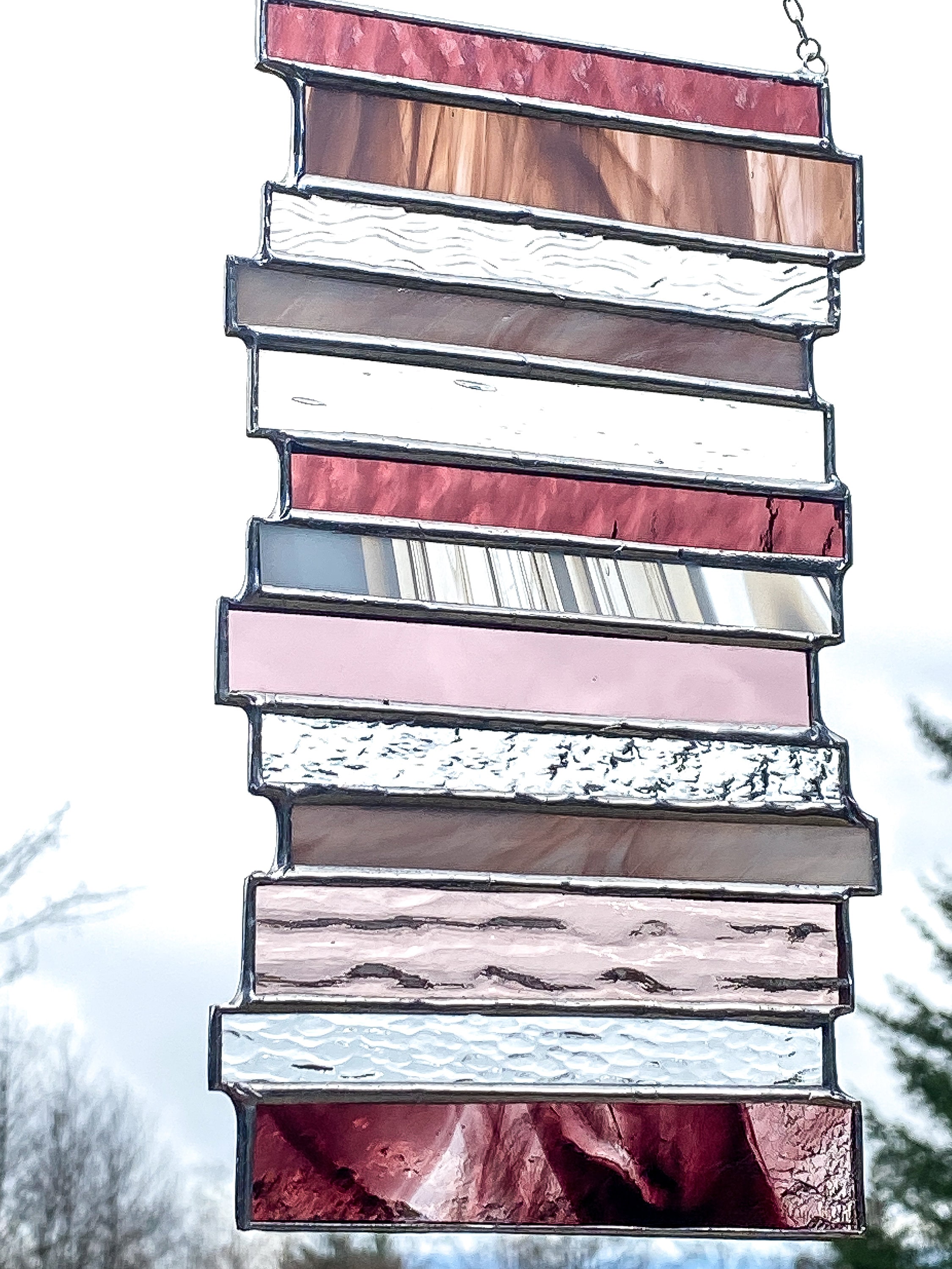 Purple Stacked Stripe Stained Glass Panel