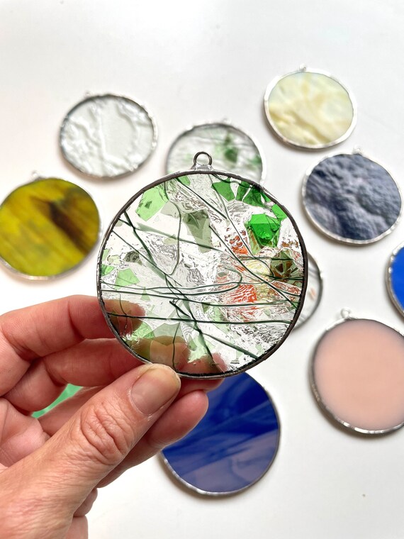 Vintage Glass Circle Ornament - Etsy