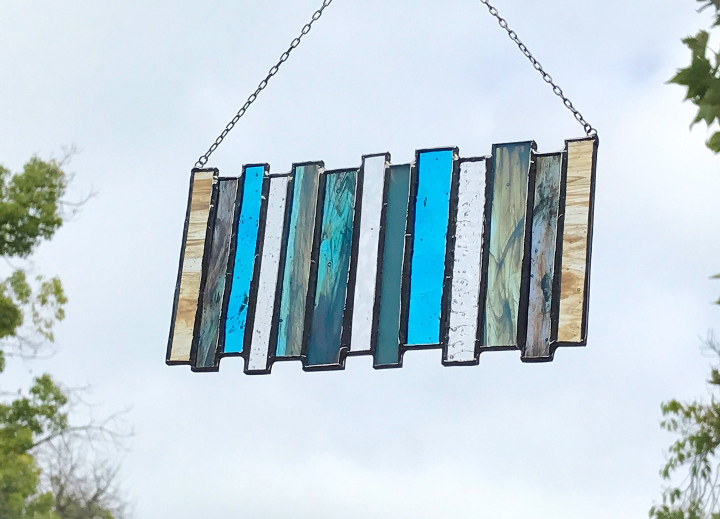 Blue Stacked Stripe • Suncatcher • Panel