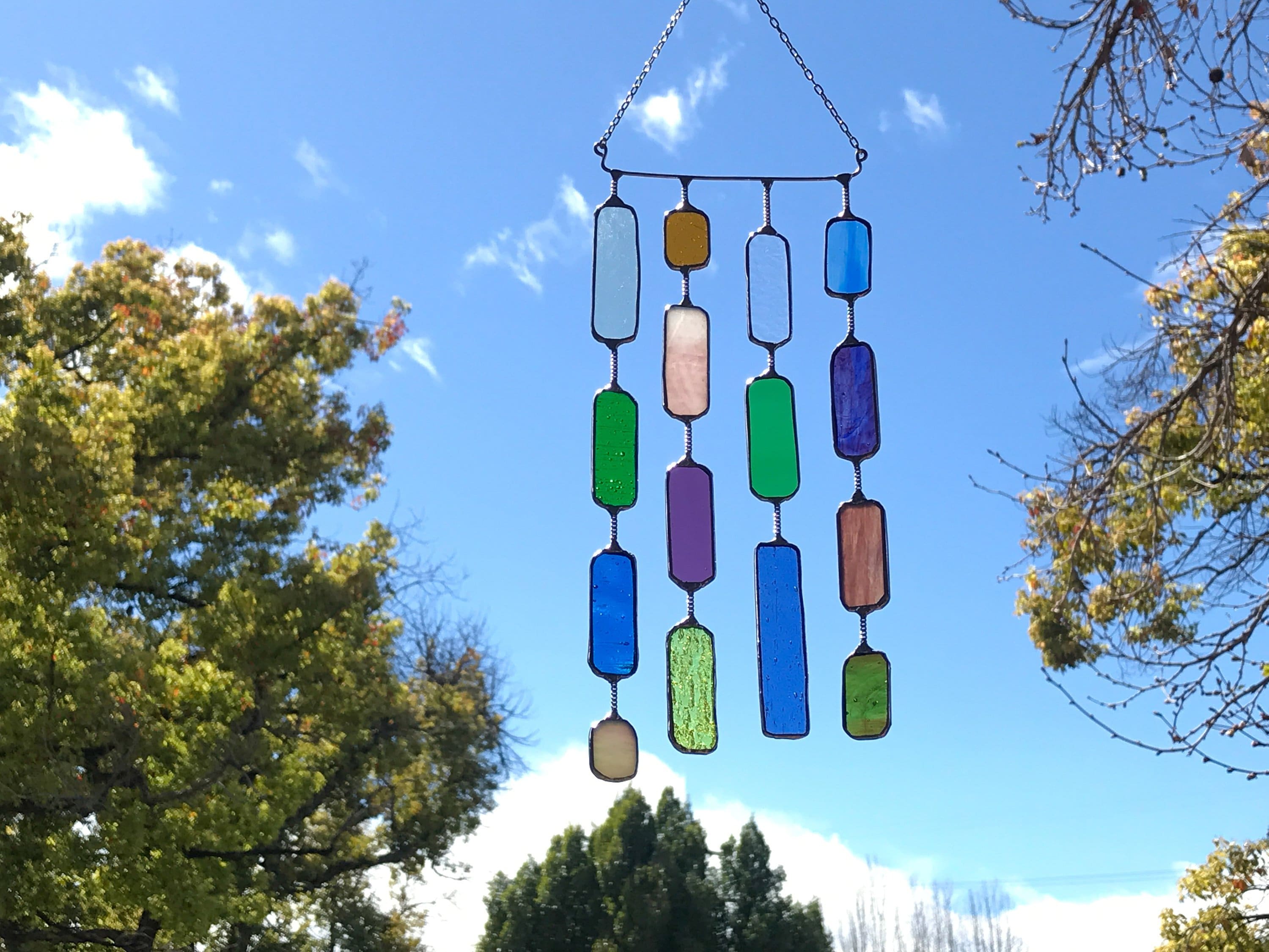 4 String Glass Rectangle • Mobile • Suncatcher • Wall Hanging