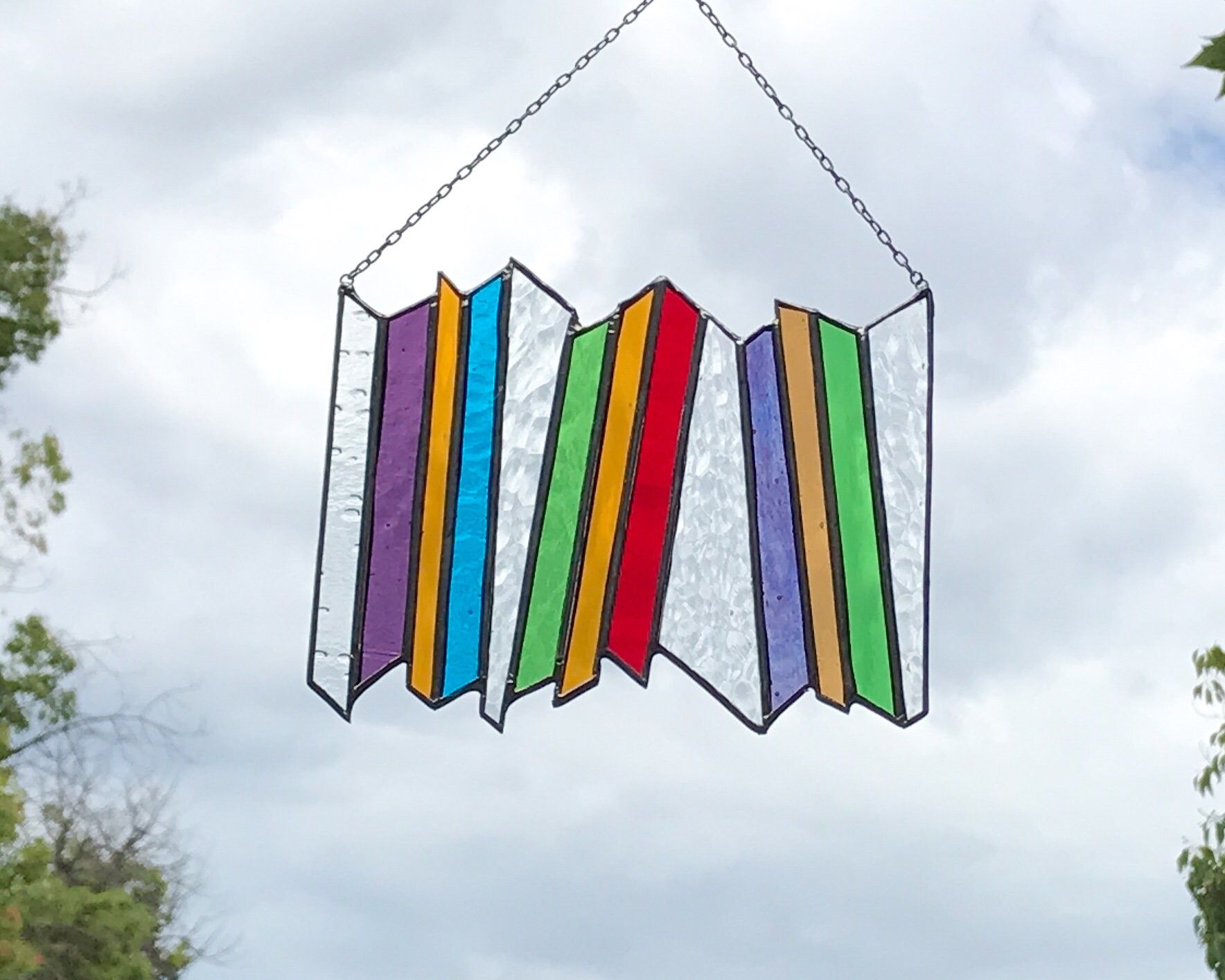 Rainbow Stacked Stripe • Suncatcher • Panel