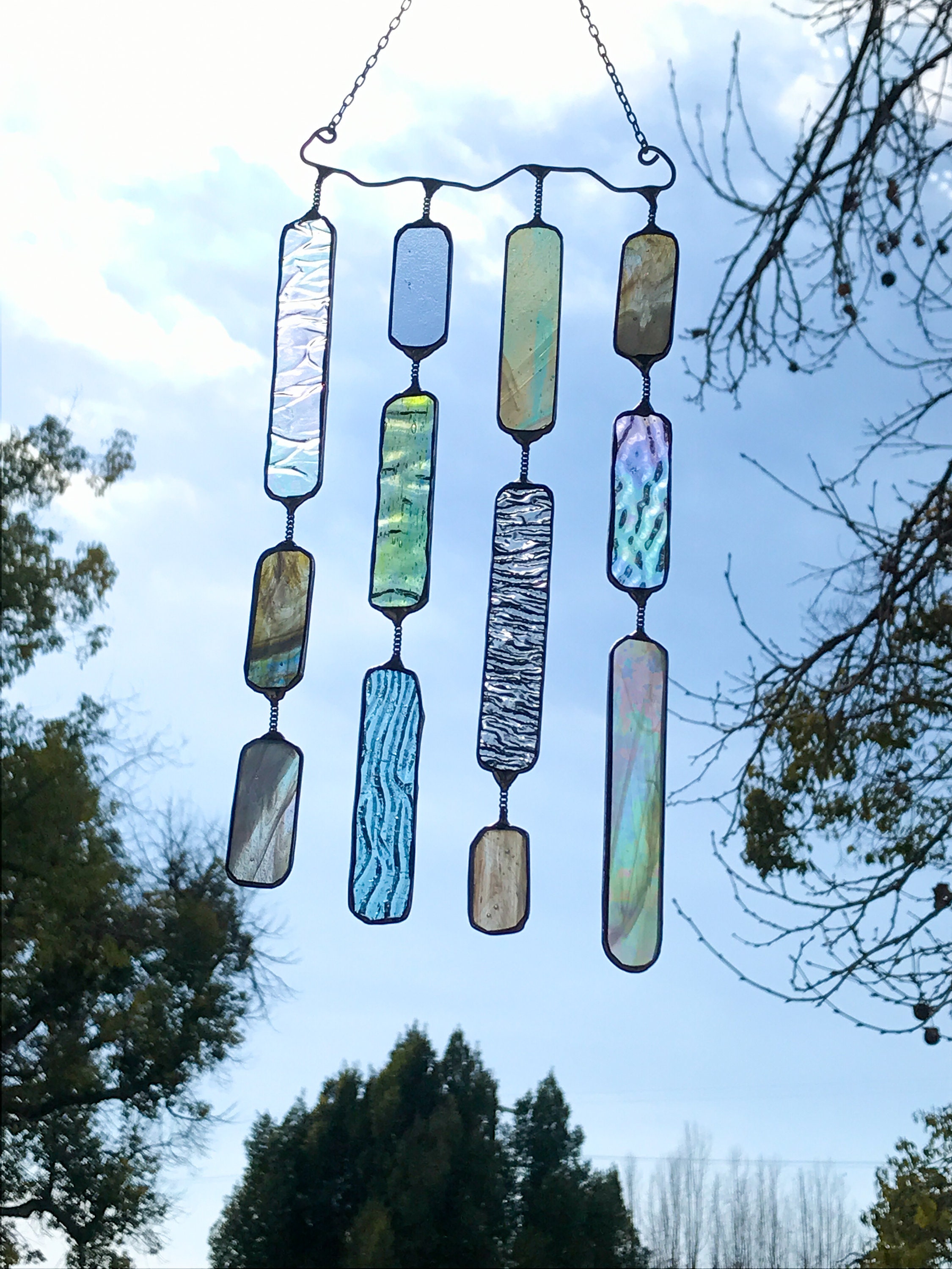 4 String Glass Rectangle • Mobile • Suncatcher • Wall Hanging