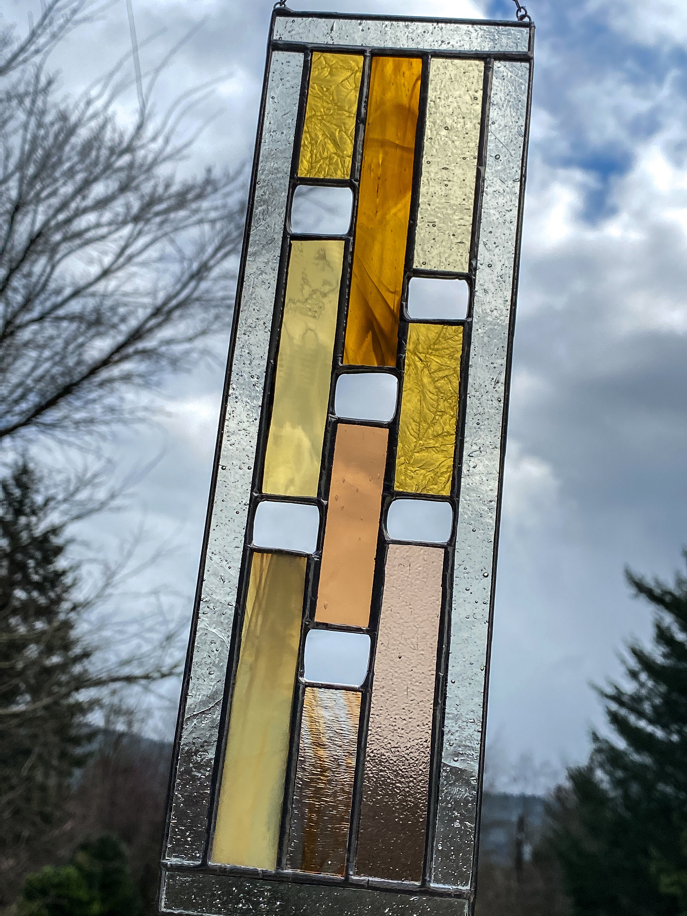 Vertical Rectangle Stained Glass Panel • Suncatcher