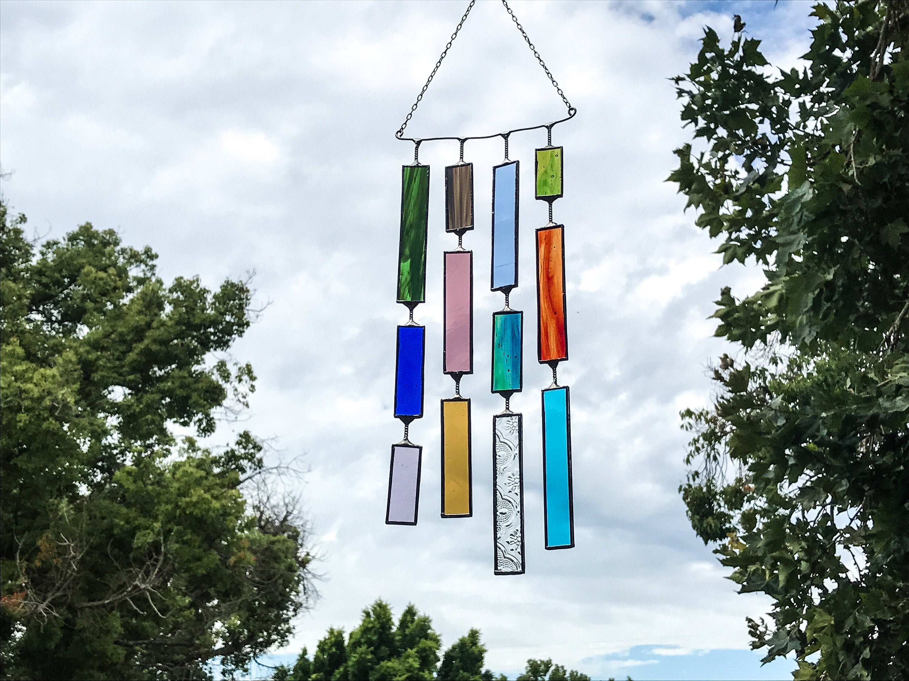 4 String Multicolored Round Rectangle • Mobile • Suncatcher • Wall Hanging