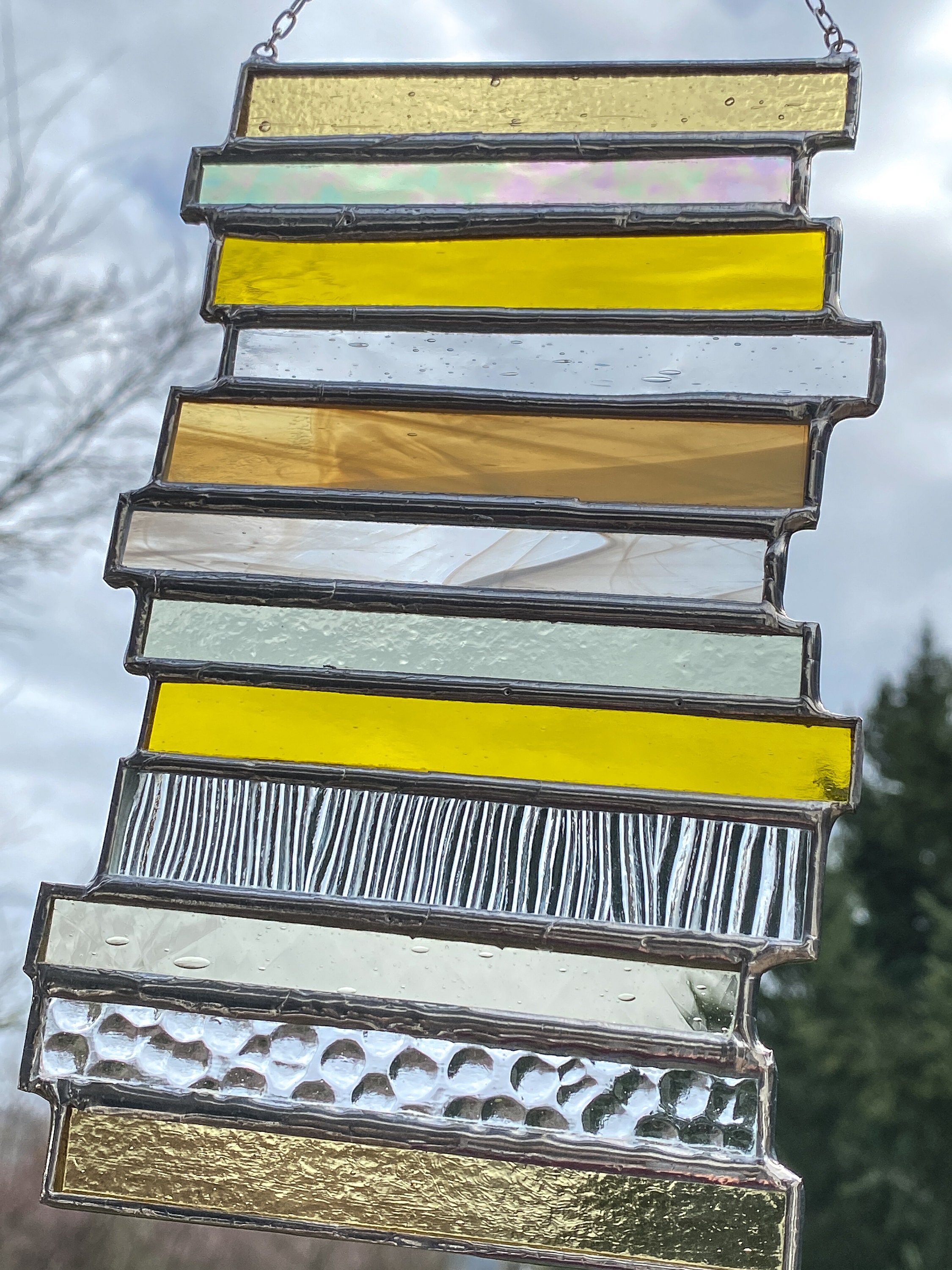Yellow/Gold Stacked Stripe Stained Glass Panel