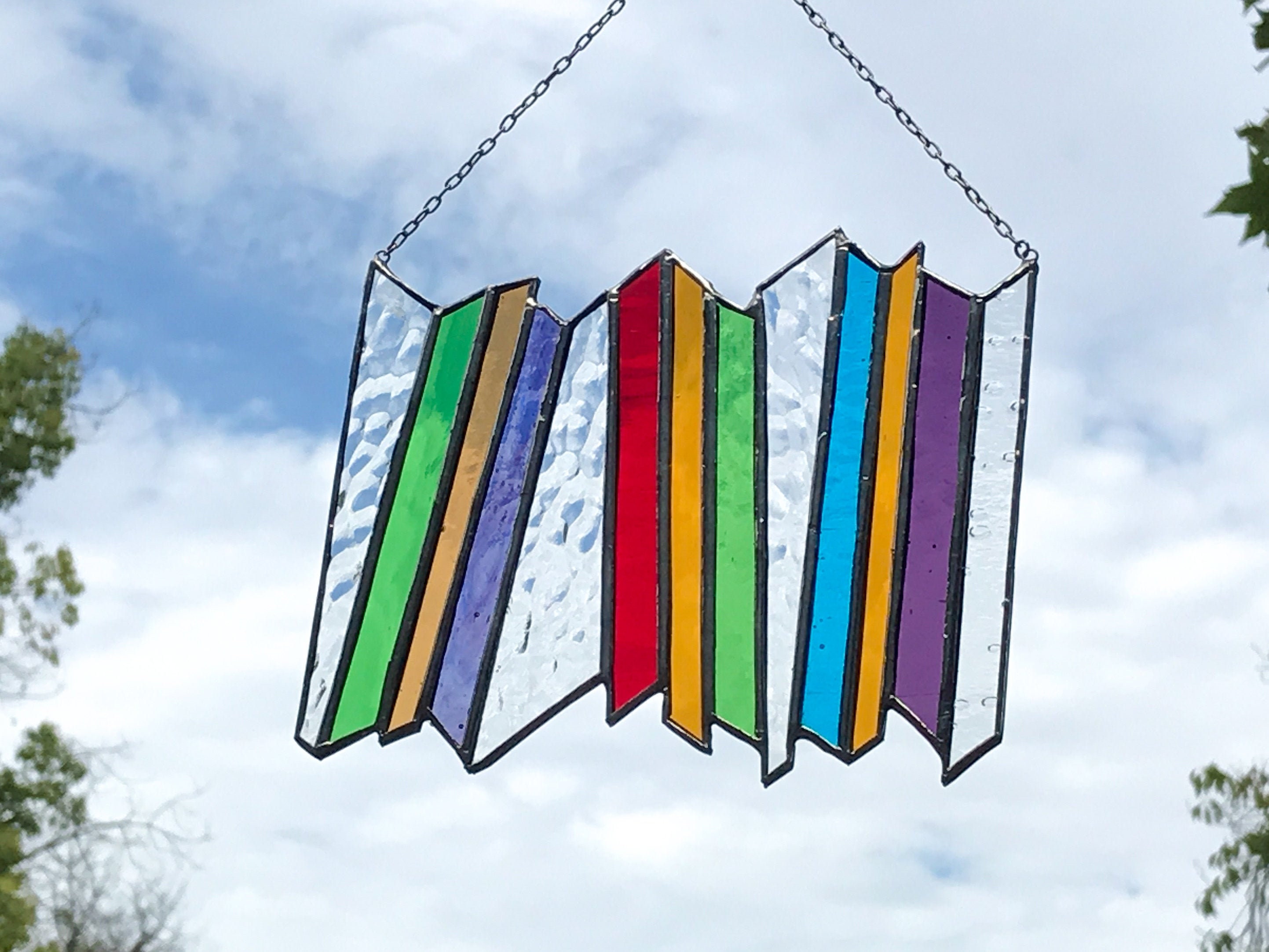 Rainbow Stacked Stripe • Suncatcher • Panel
