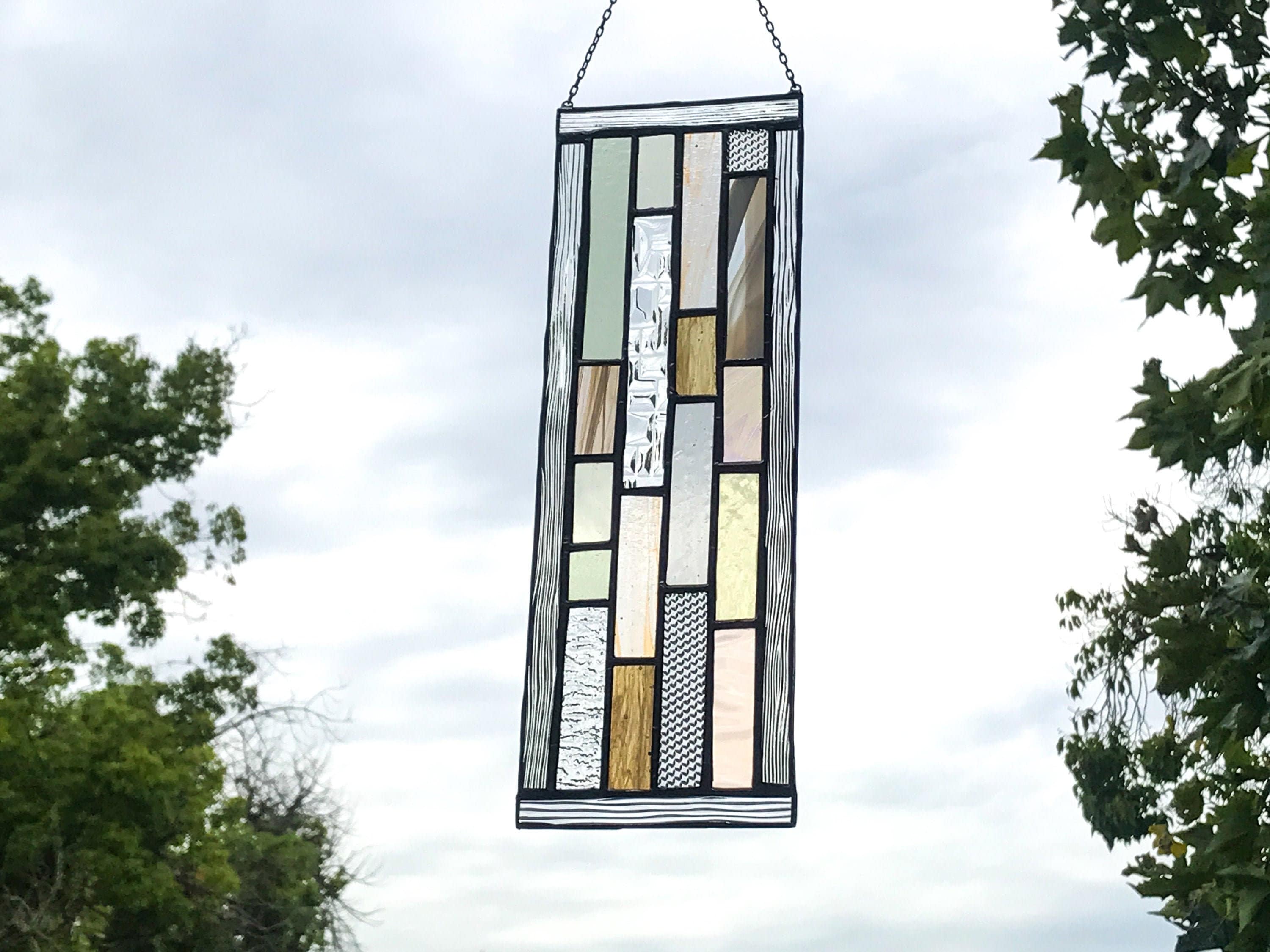 Pastel Hued Vertical Stained Glass Panel • Suncatcher
