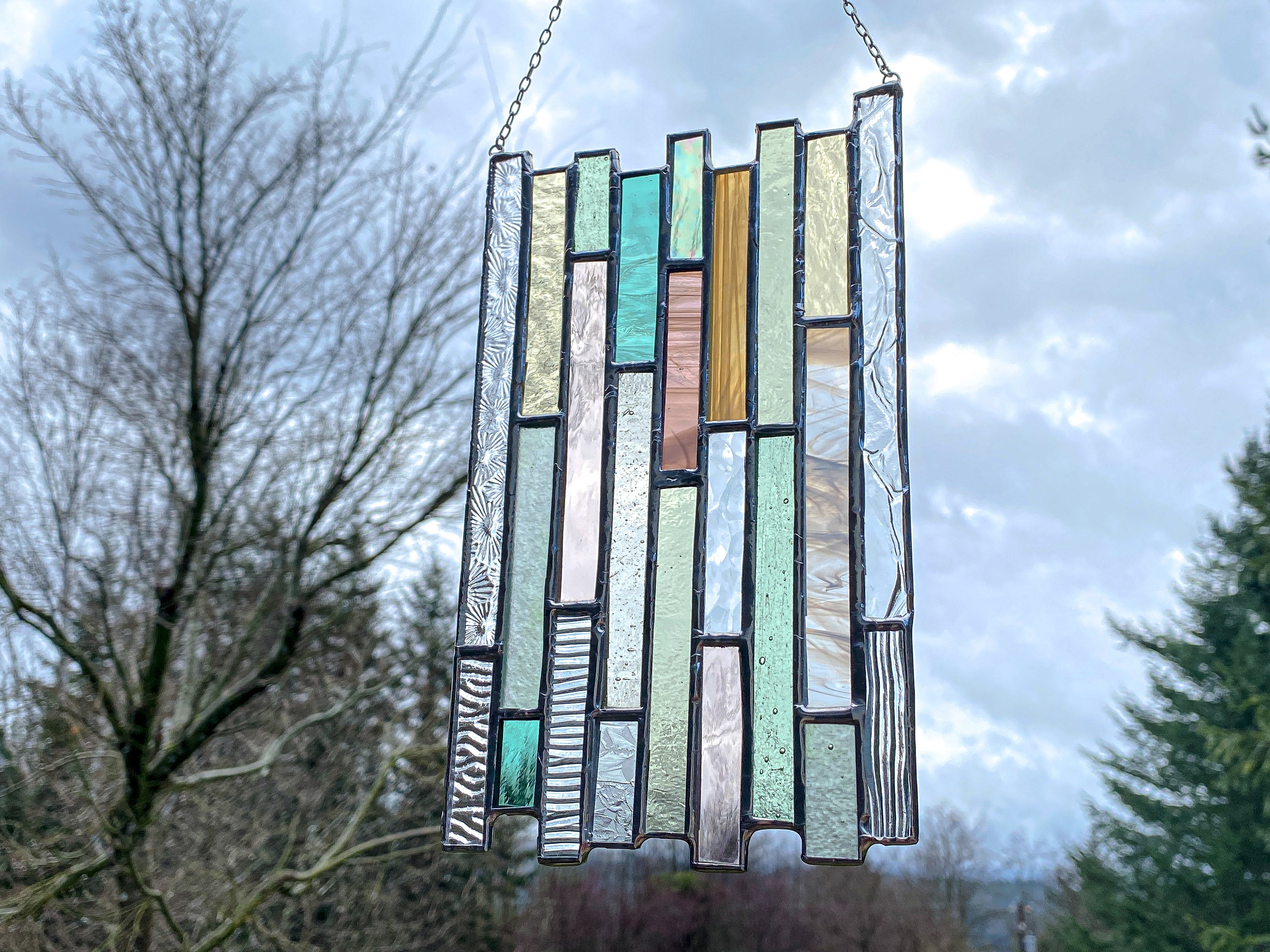 Pastel Vertical Stained Glass Panel • Suncatcher