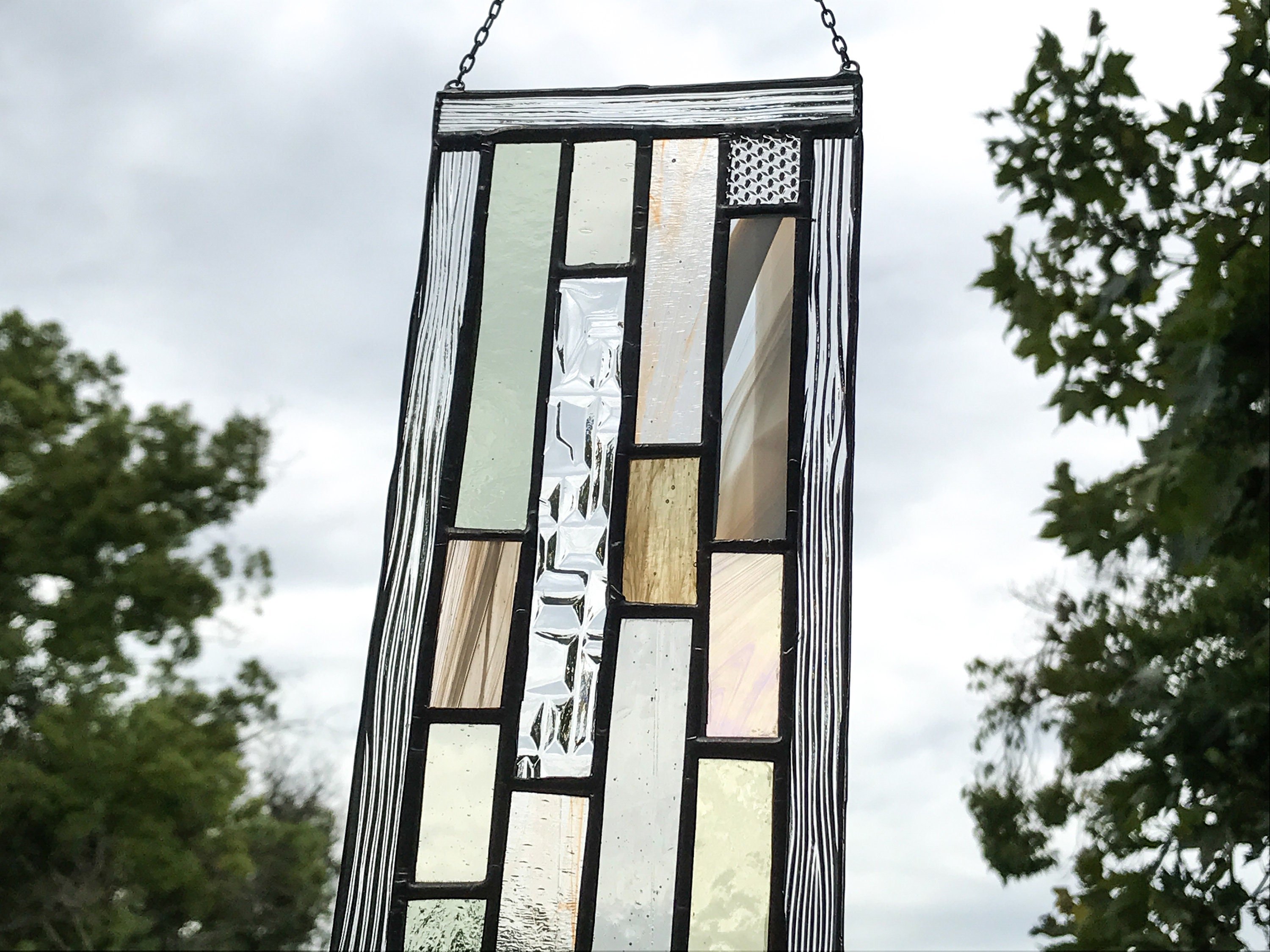 Pastel Hued Vertical Stained Glass Panel • Suncatcher