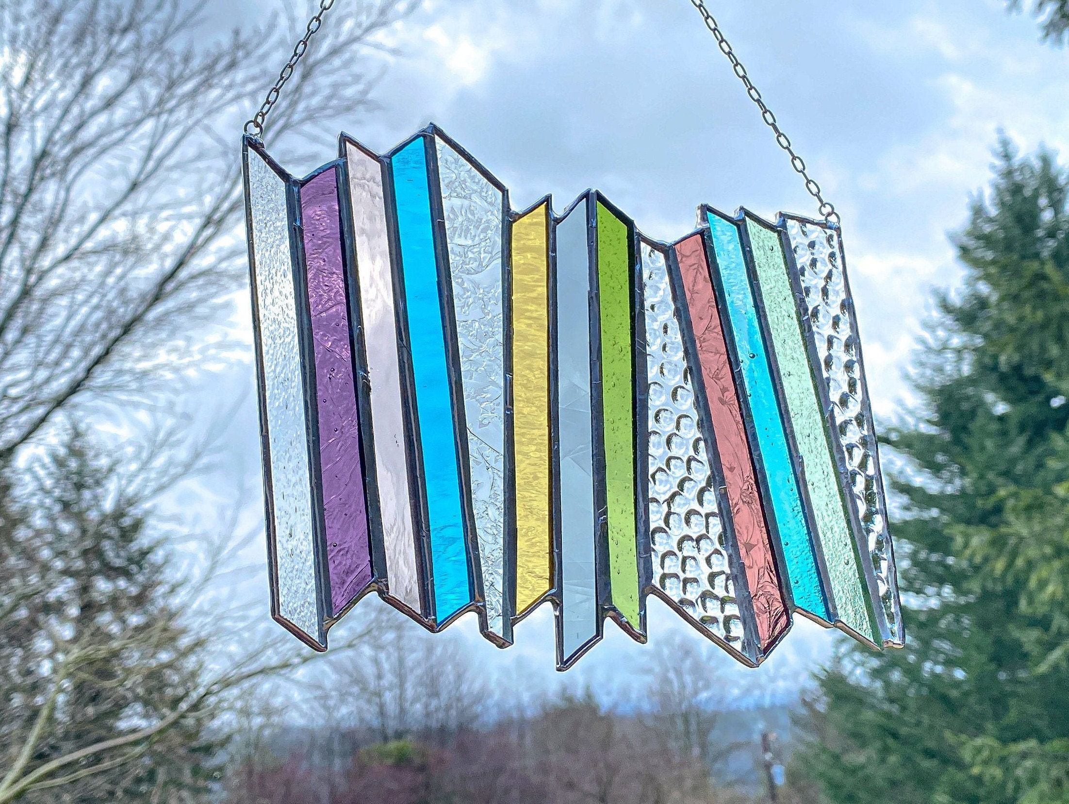 Stacked Stripe Vertical Pastel • Suncatcher • Panel