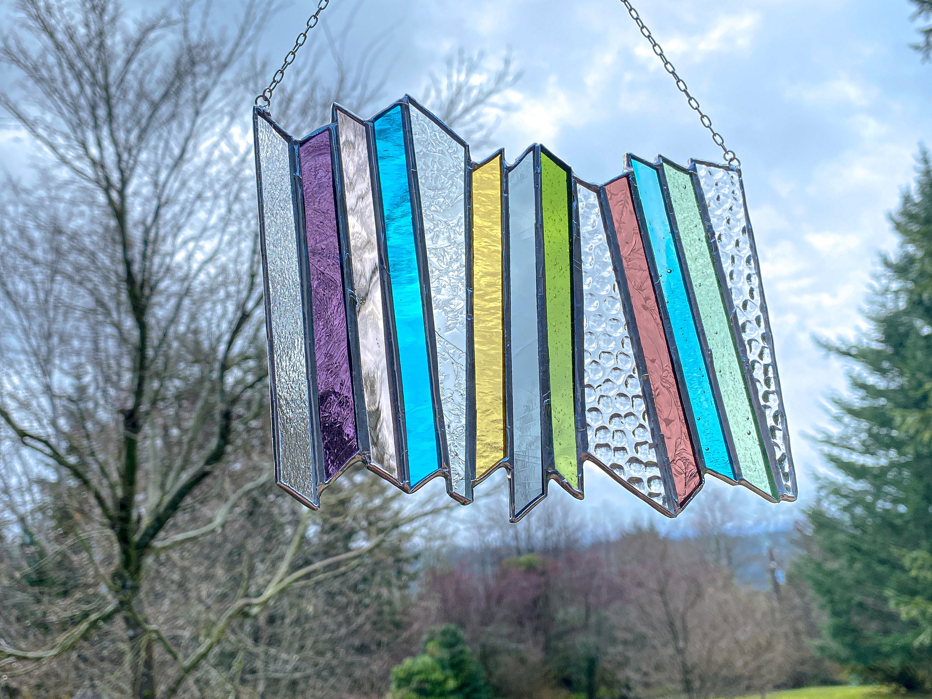 Stacked Stripe Vertical Pastel • Suncatcher • Panel