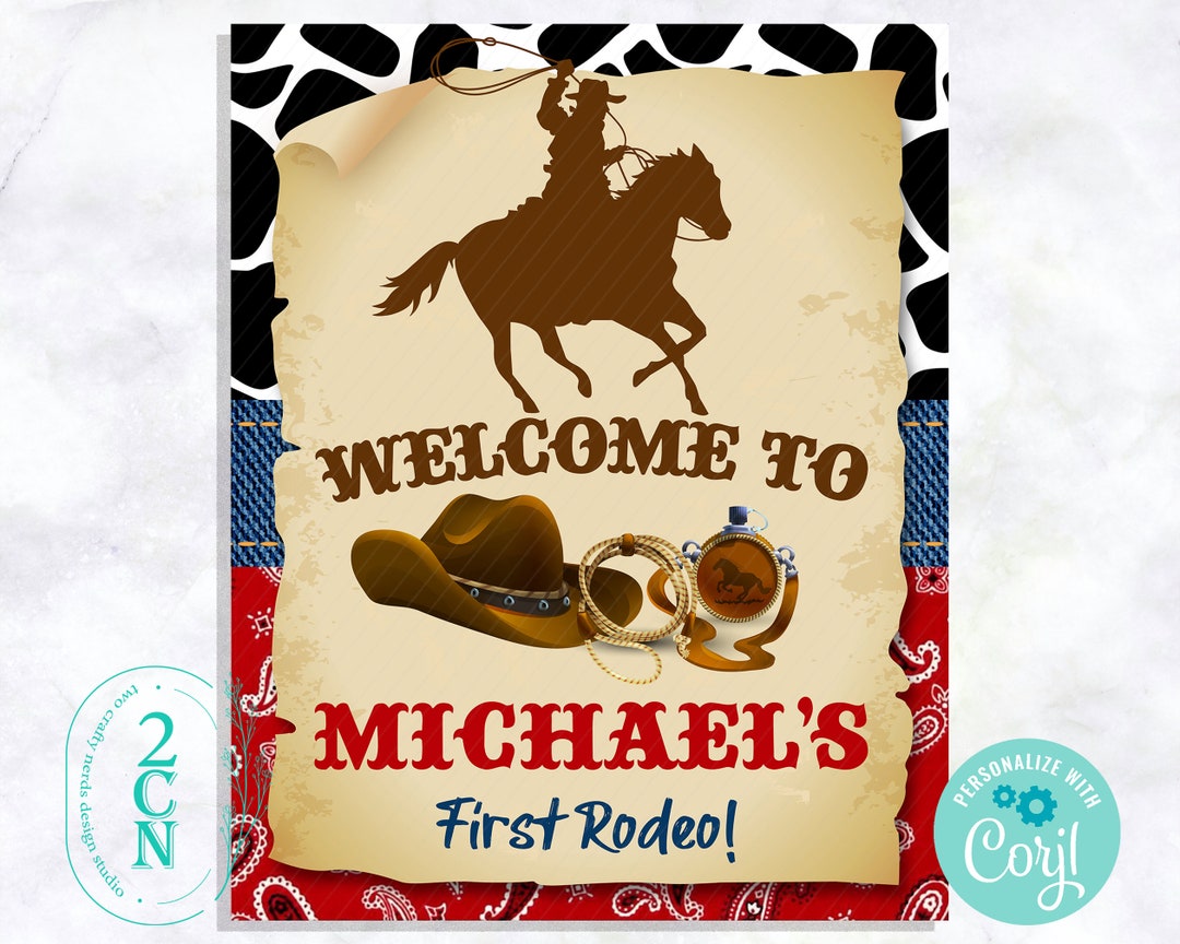 Cowboy Rodeo Birthday Welcome Sign, Rodeo Birthday Board, Welcome Sign ...