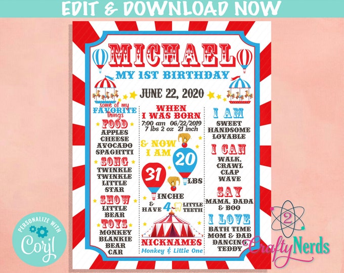 Tent Carnival Circus Birthday Sign Circus Birthday Board Milestone Sign ...