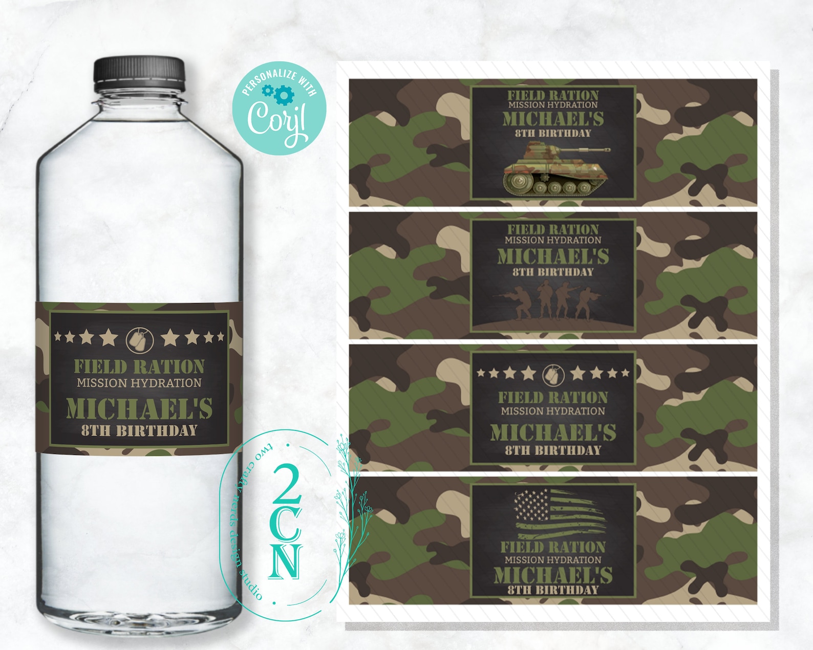 Army Water Bottle Label, Army Beverage Label, Army Camo Party Decor ...
